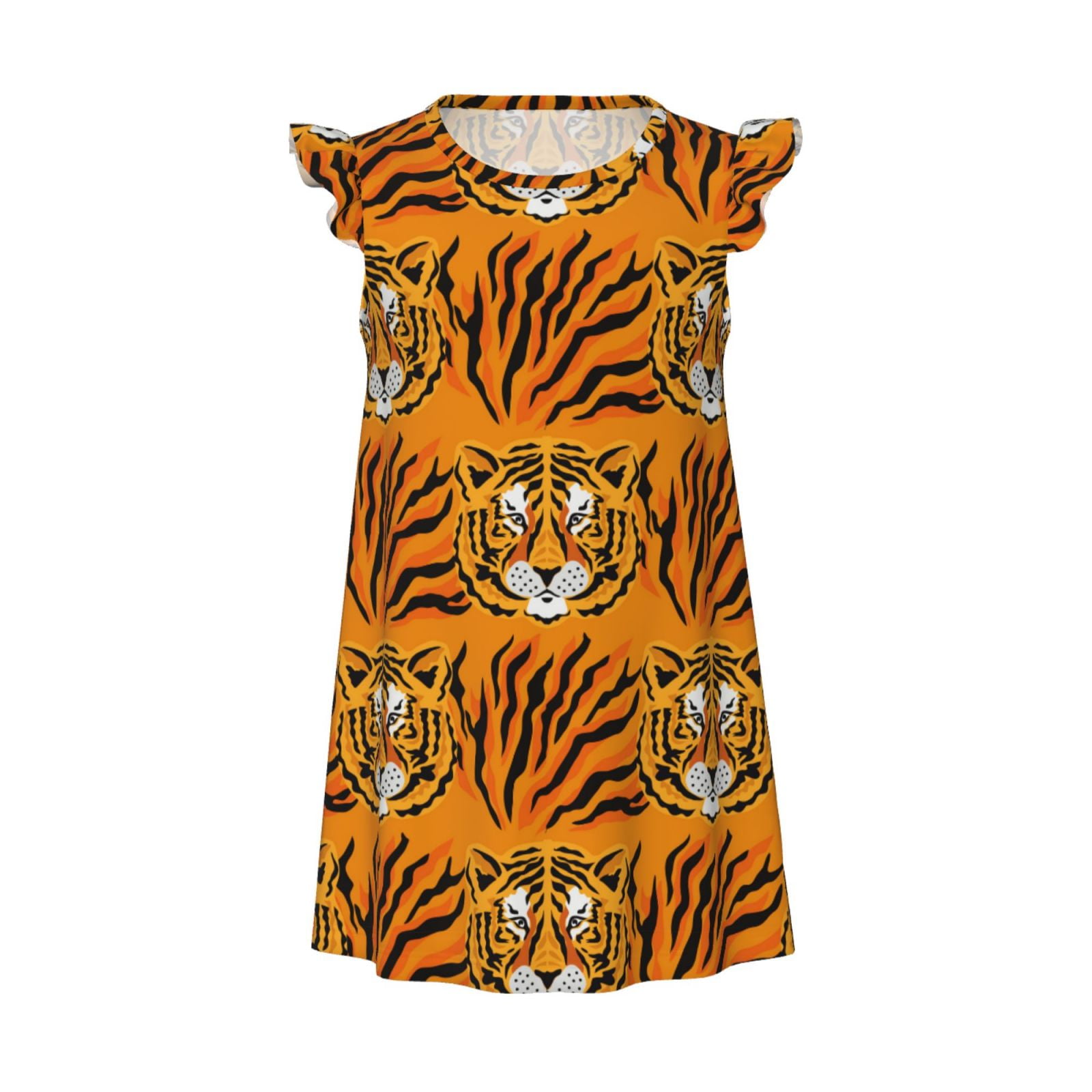 JUNZAN Tiger Print Girls Nightgown Pajamas - Soft Toddler Sleepwear ...