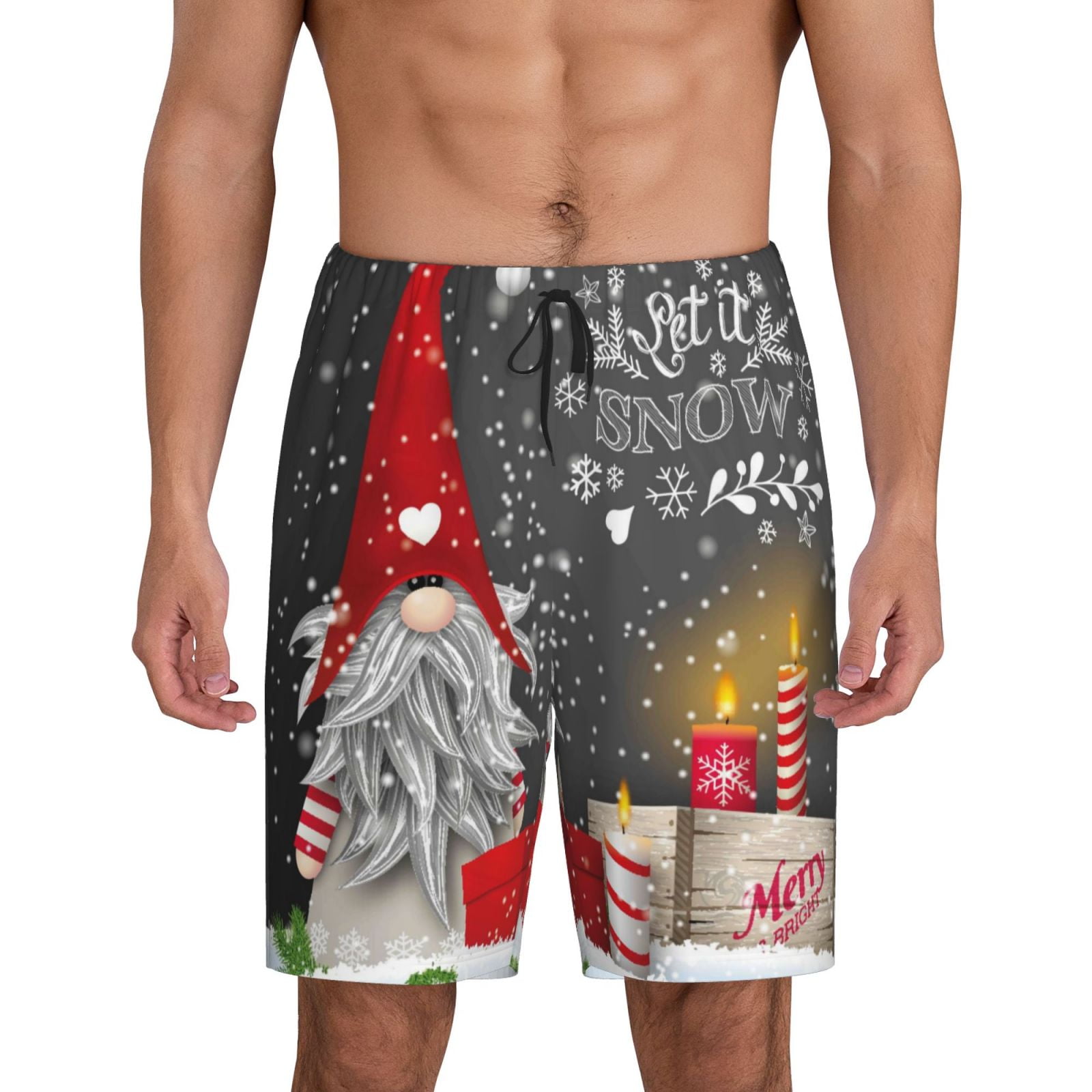 JUNZAN Traditional Scandinavian Dwarf Pattern Sleep Pajama Shorts for ...