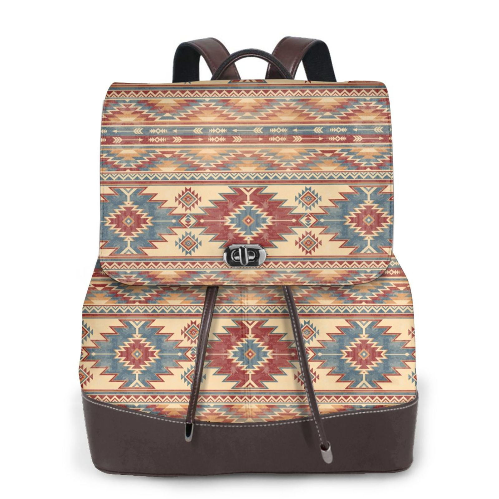 JUNZAN Traditional Tribal Aztec for PU Leather Backpack,Laptop Backpack ...