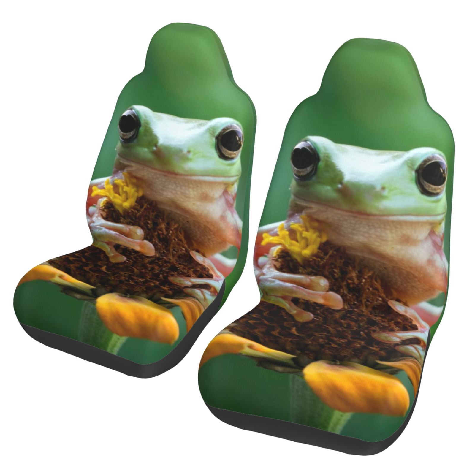 JUNZAN Tree Frog Sitting On Sunflowes Print 2pcs Seat Covers,Universal ...