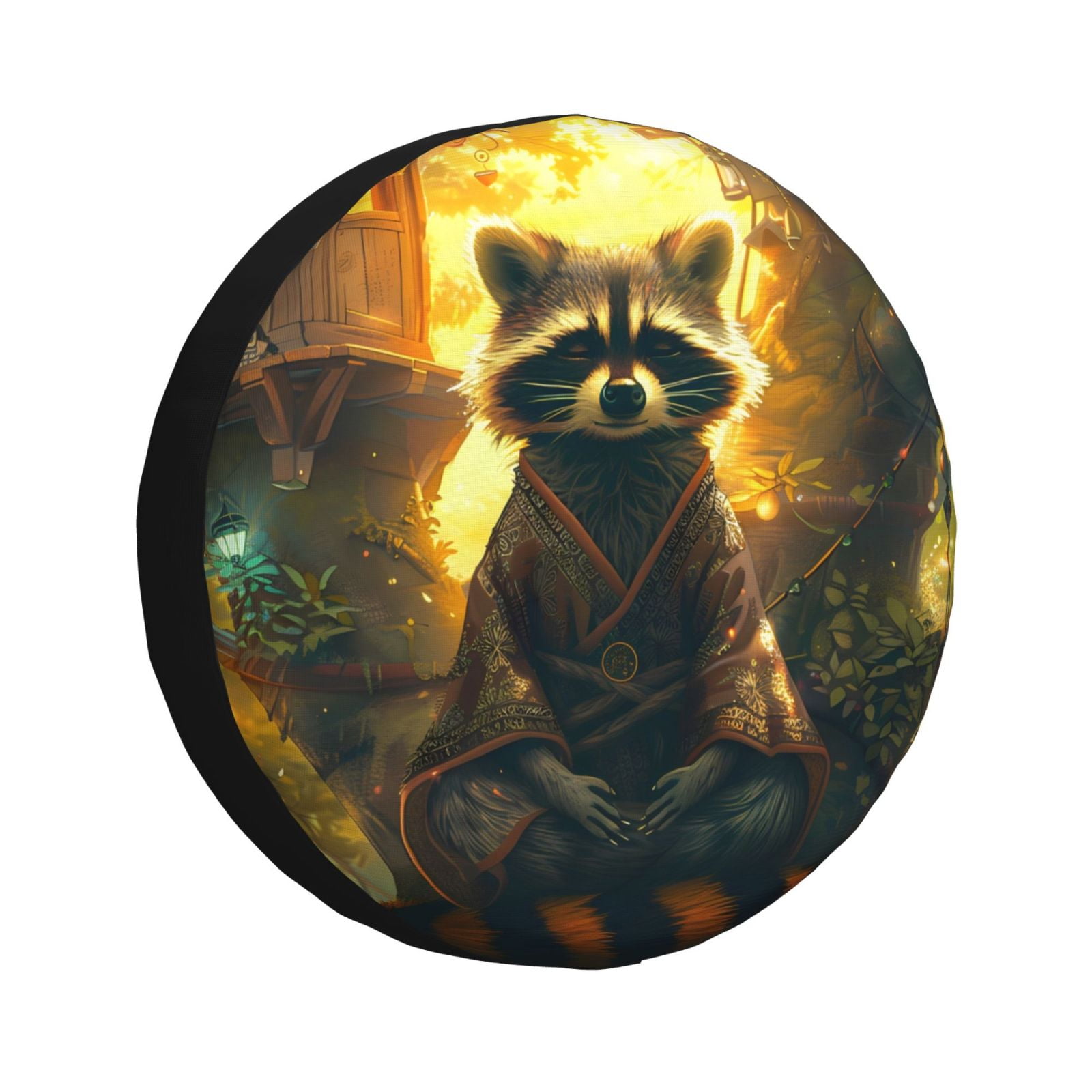 JUNZAN Tree Meditating Raccoon Tire Cover Wheel Protector for Truck SUV Trailer Camping Rv Tire ...