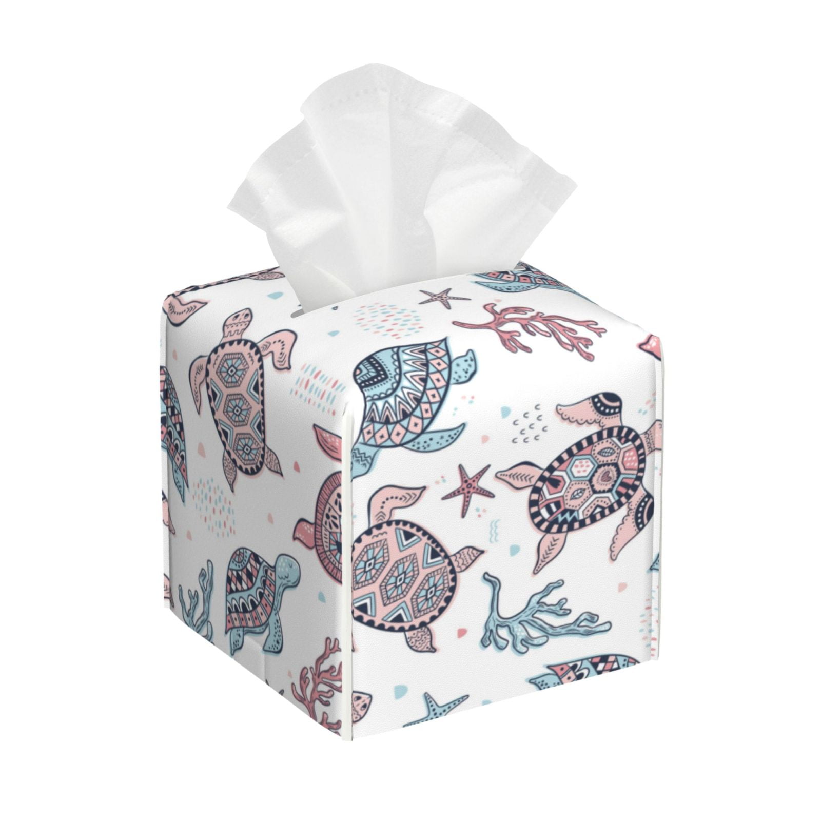 JUNZAN Tribal Style Turtle for Tissue Box Cover Holder, Square Facial ...