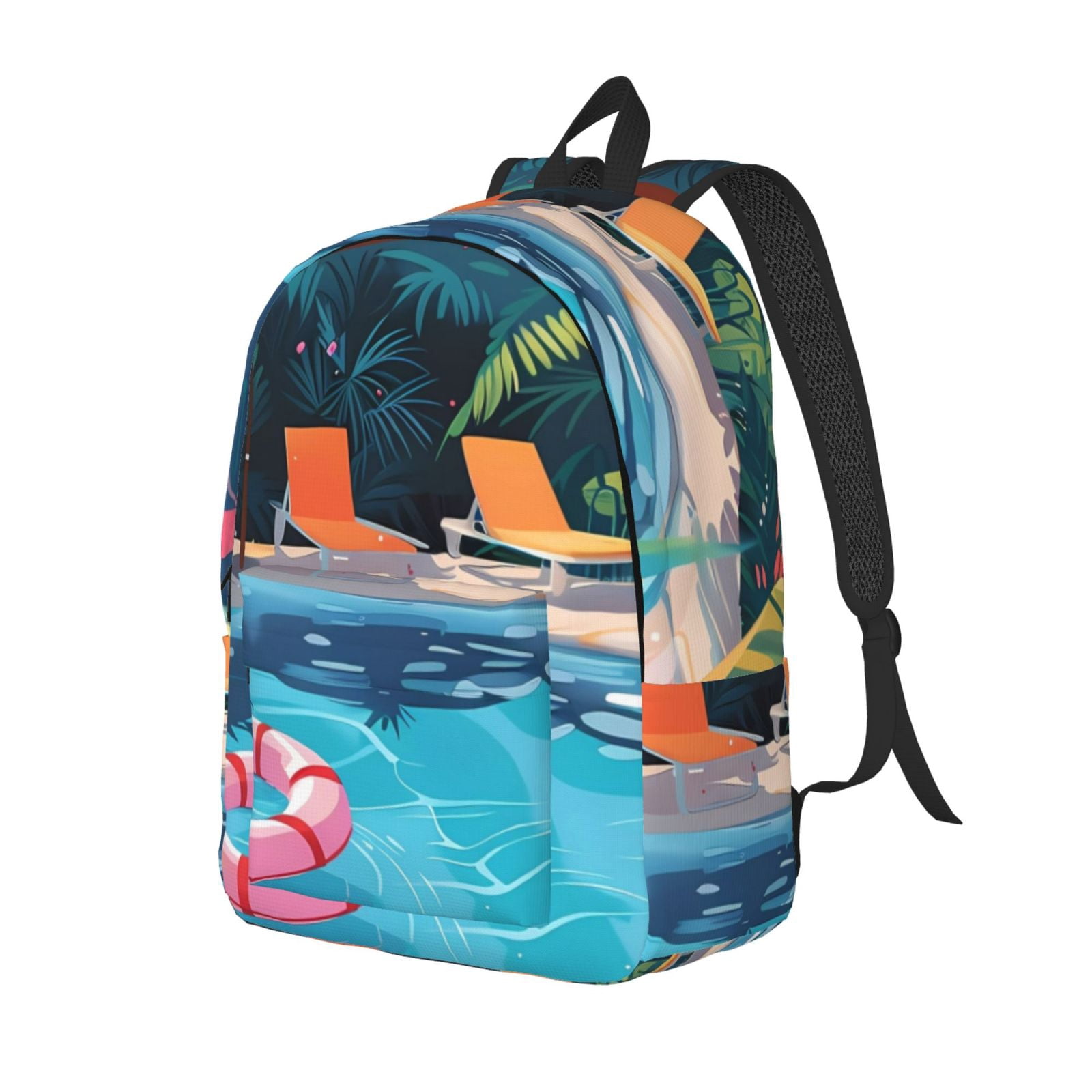 JUNZAN Tropical Poolside Relaxation Pattern Travel Laptop Backpack for ...