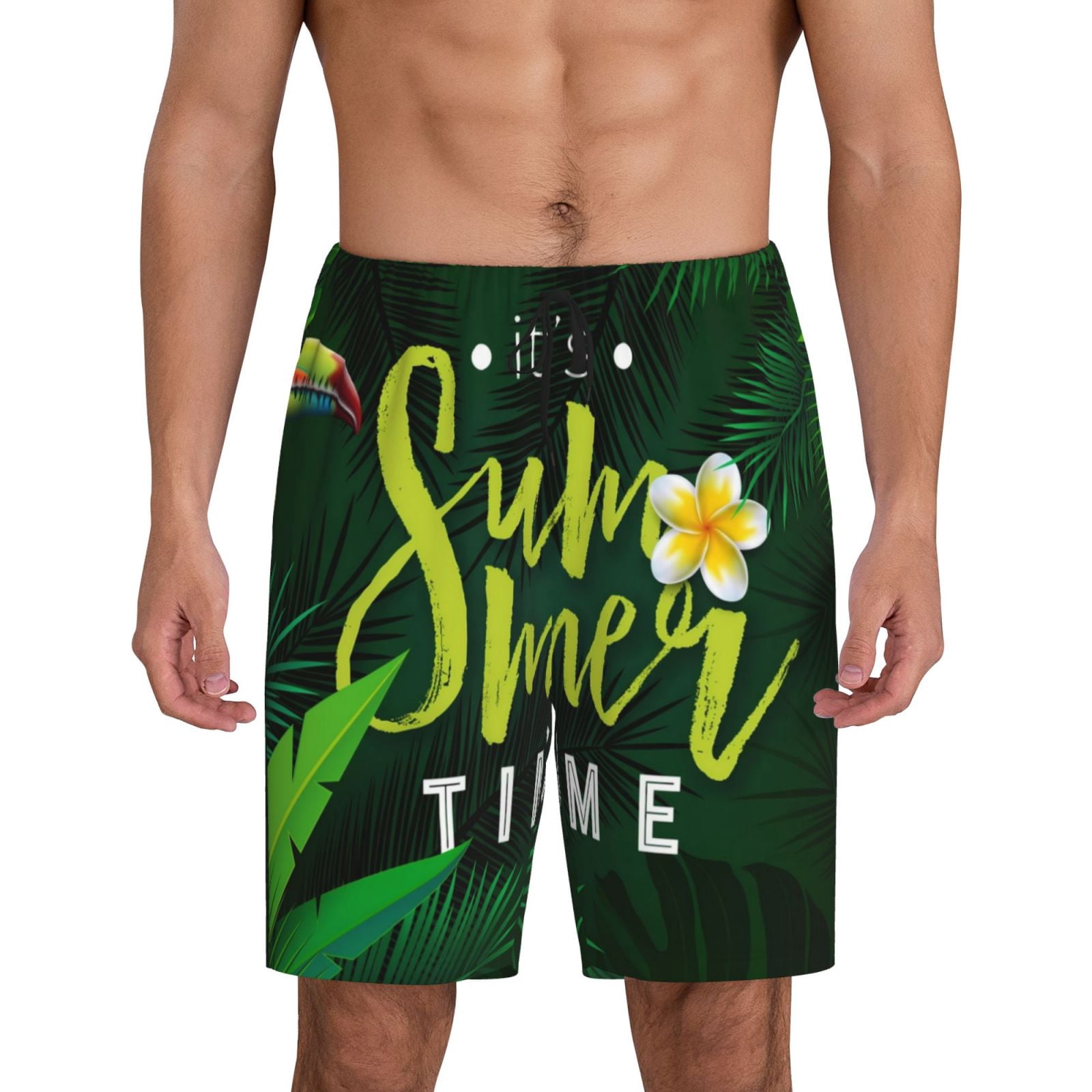 JUNZAN Tropical Summer Vibes Pattern Sleep Pajama Shorts for Men,Men's ...