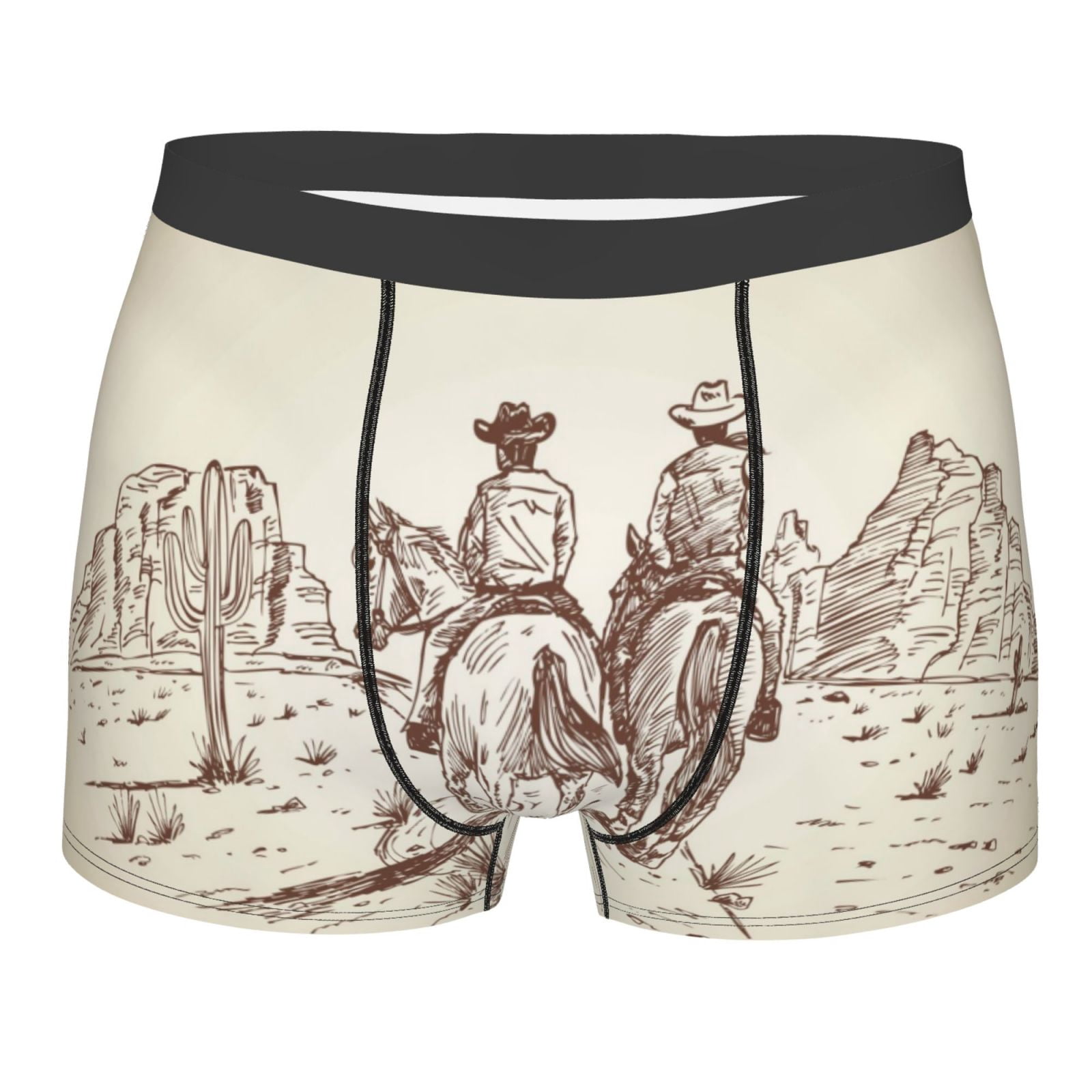 JUNZAN Two Cowboys Riding Horses In The Desert Mens Underwear Boxer ...