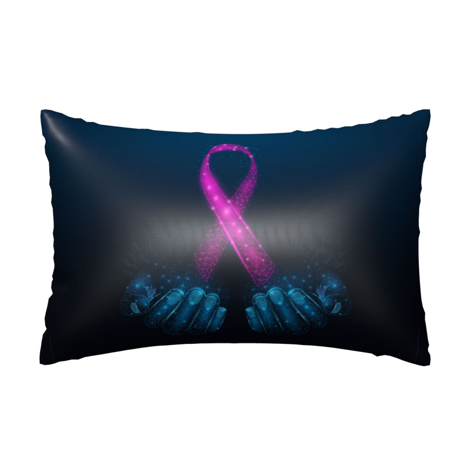 JUNZAN Two Human Hands are Holds Pink Ribbon Awareness Silk Pillowcase ...