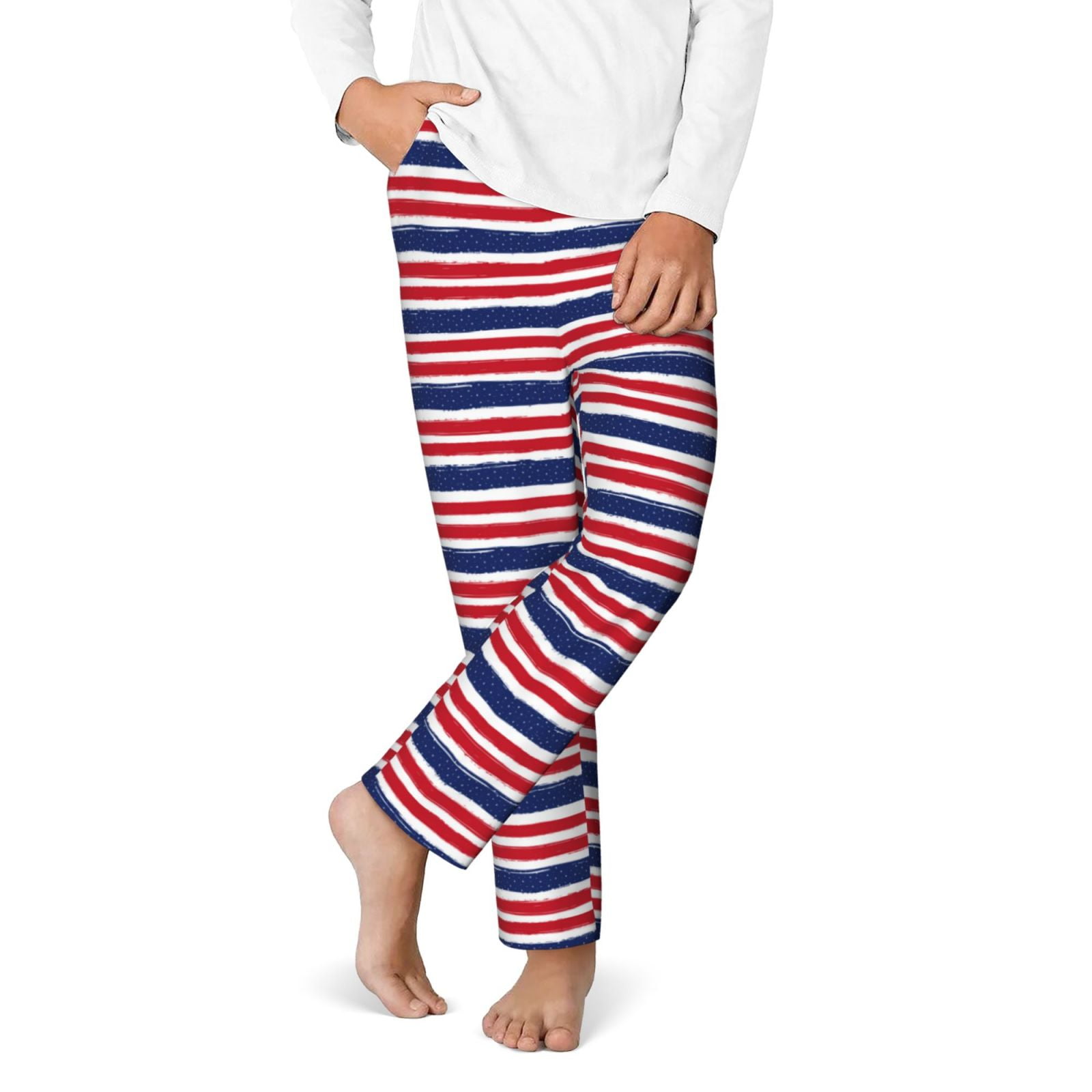 JUNZAN USA Colors Stripes Pattern Pajama Pants for Boys Girls,Sleep ...