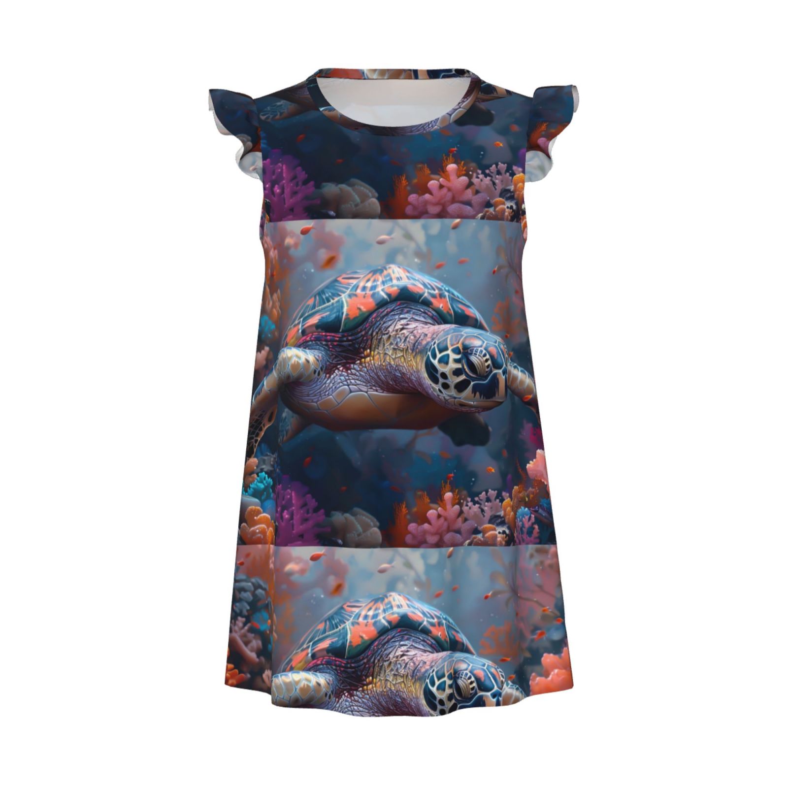 JUNZAN Underwater Lazy Turtle Print Girls Nightgown Pajamas - Soft ...