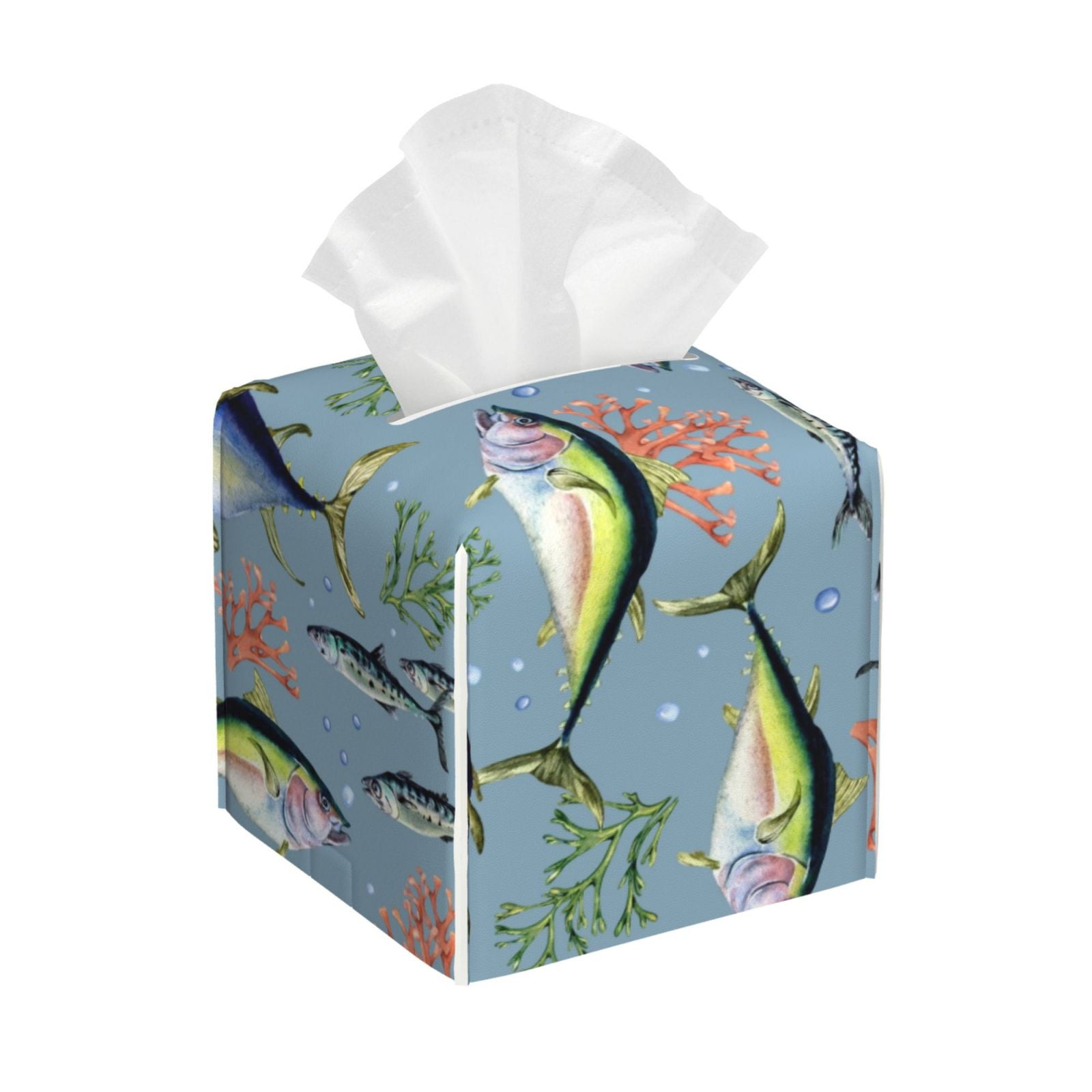 JUNZAN Various Wild Sea Fish for Tissue Box Cover Holder, Square Facial ...