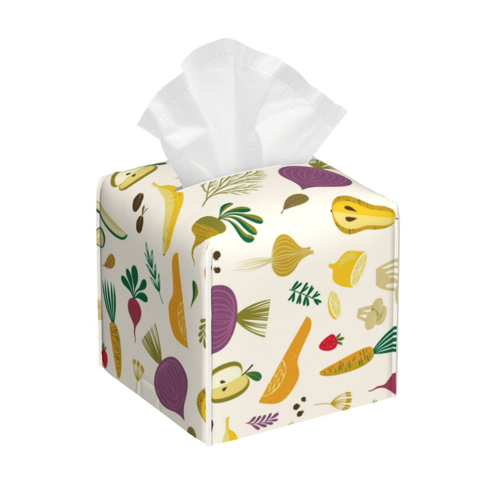 JUNZAN Vegetable for Tissue Box Cover Holder, Square Facial Tissue Case ...