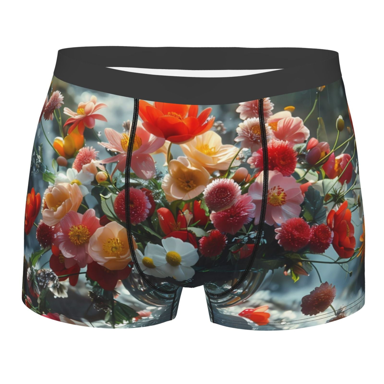 JUNZAN Vibrant Bouquet Waterfall Mens Underwear Boxer Briefs for Men’s ...