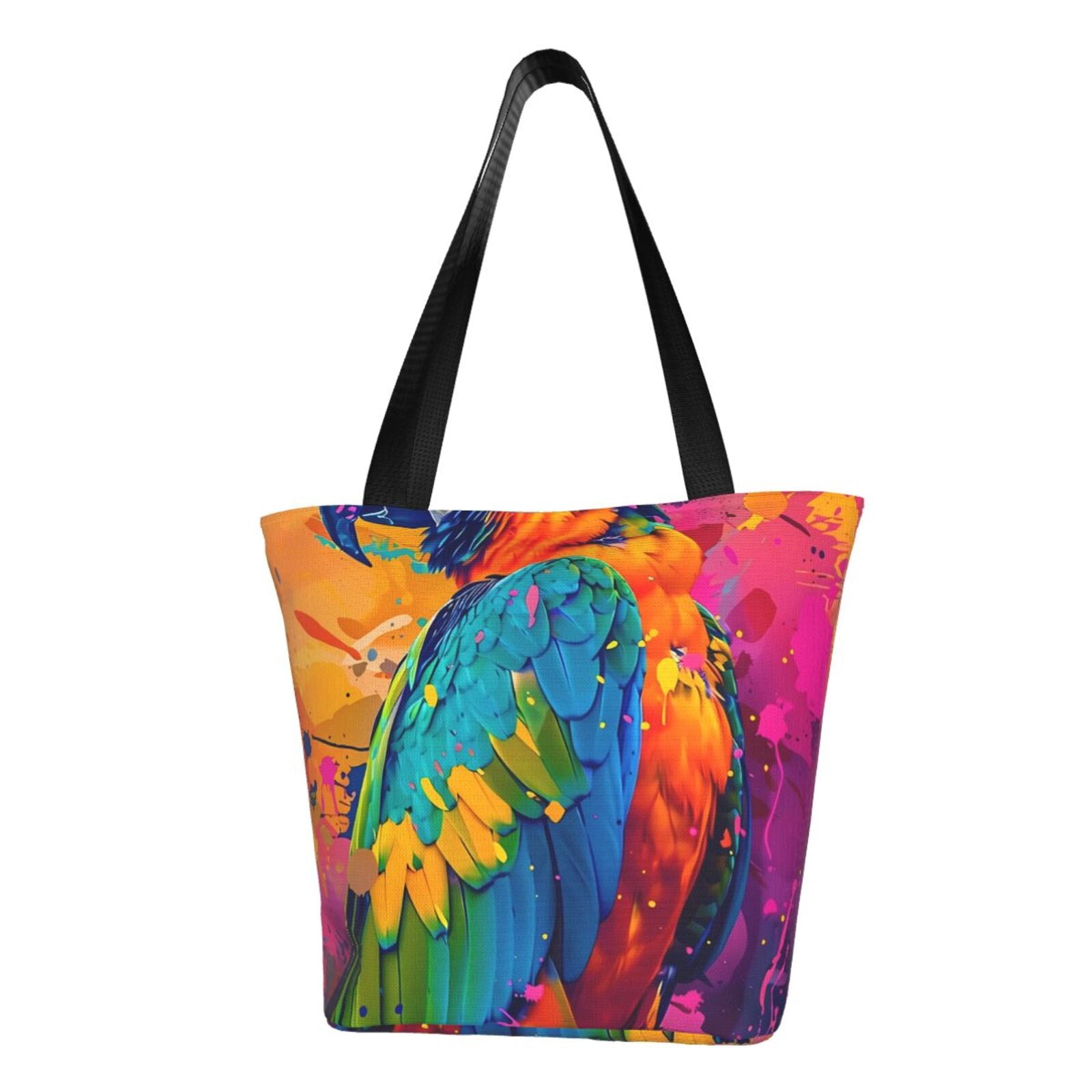 JUNZAN Vibrant Parrot Splash Art for Shoulder Bag for Women,Tote Bag ...