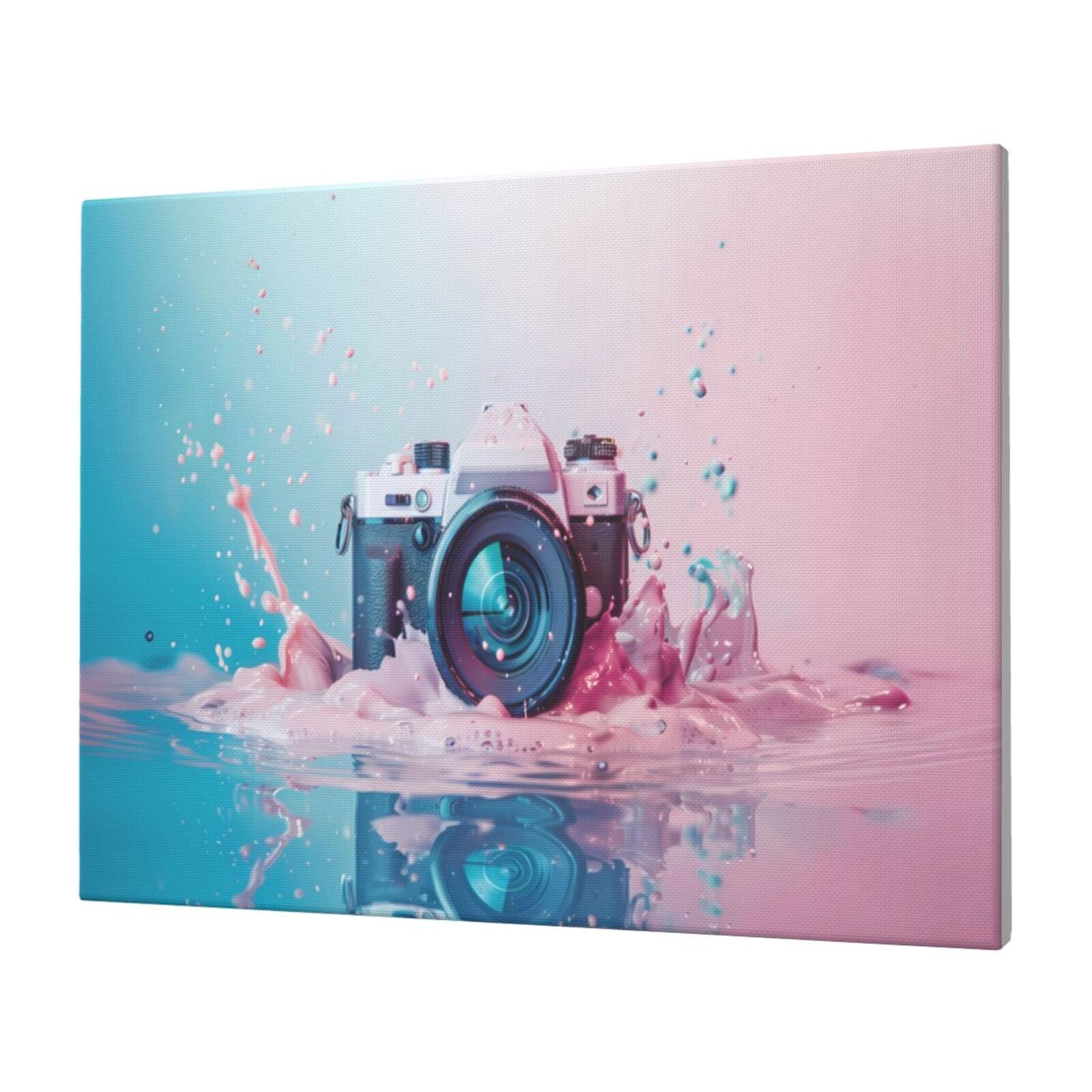 JUNZAN Vintage Camera Splash Art Pattern Canvas Wall Art Prints,Wall ...