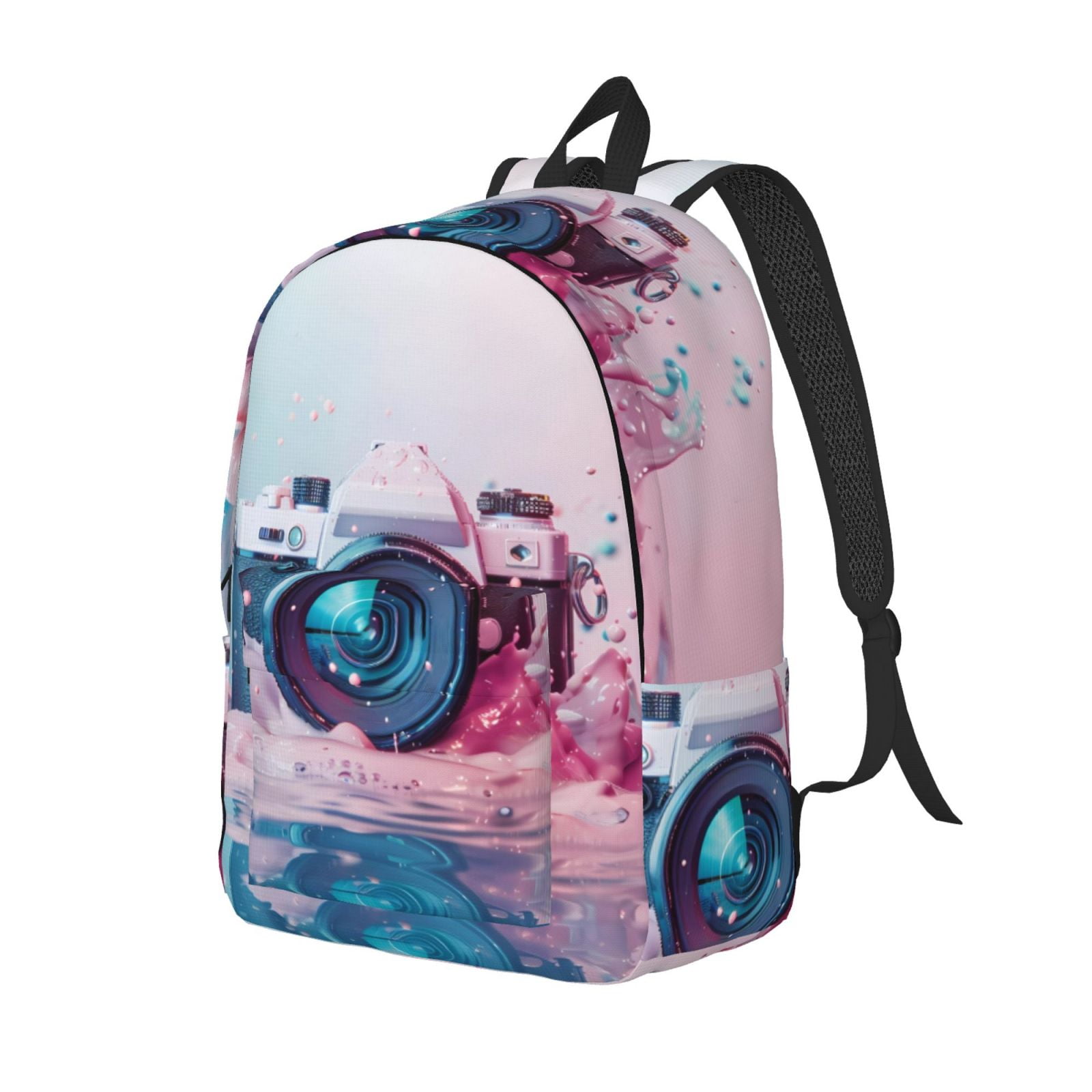 JUNZAN Vintage Camera Splash Art Pattern Travel Laptop Backpack for Men ...