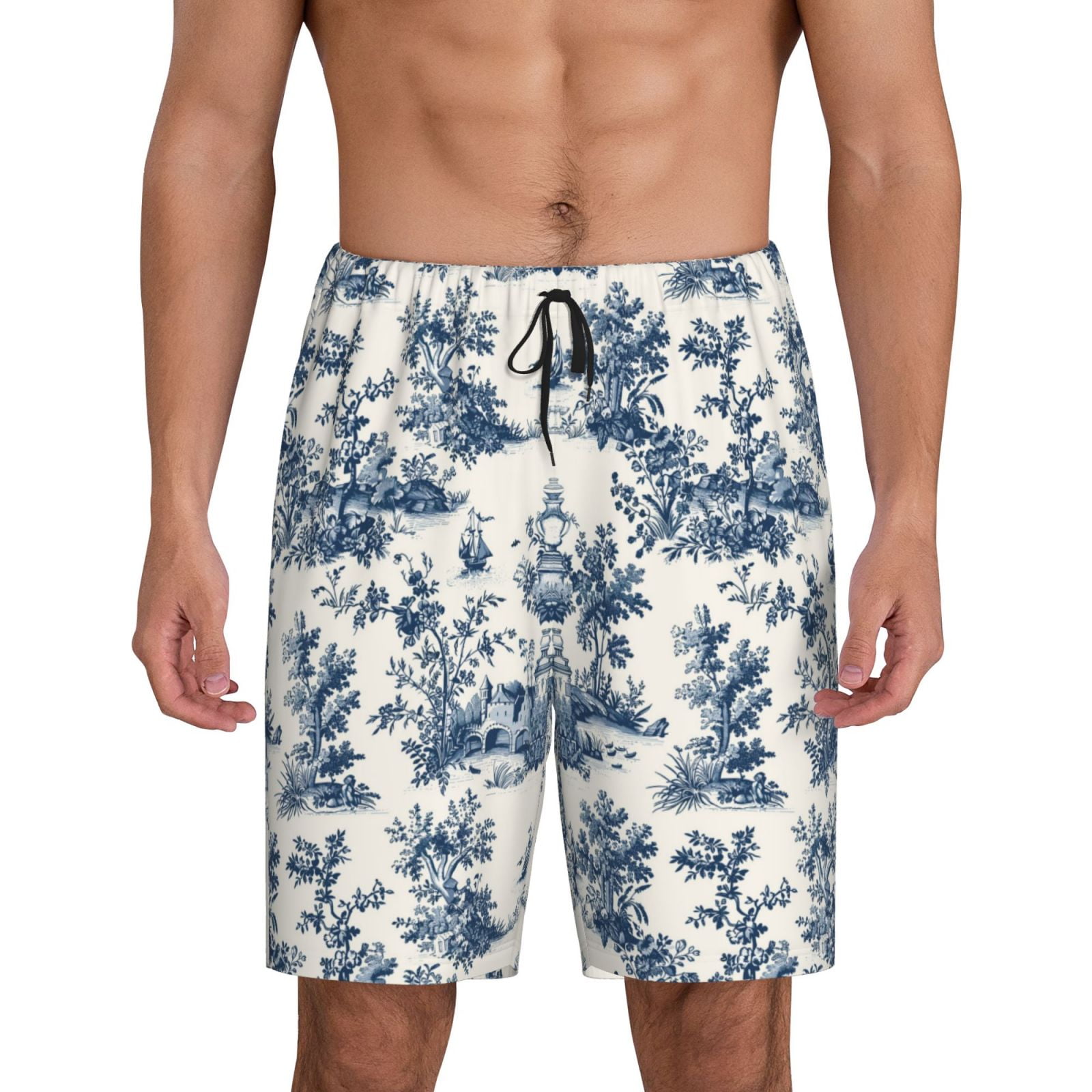 JUNZAN Vintage Floral 1 Pattern Sleep Pajama Shorts for Men,Men's ...