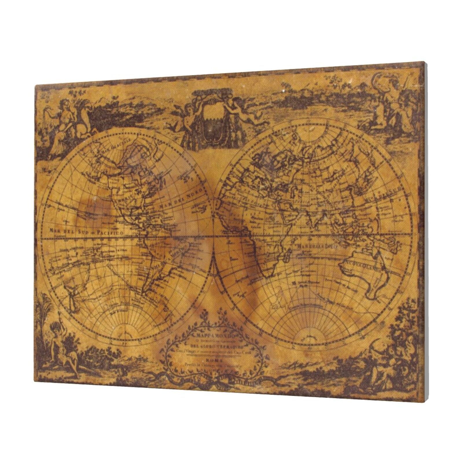 JUNZAN Vintage Map Pattern Canvas Wall Art Prints,Wall Art Decor ...