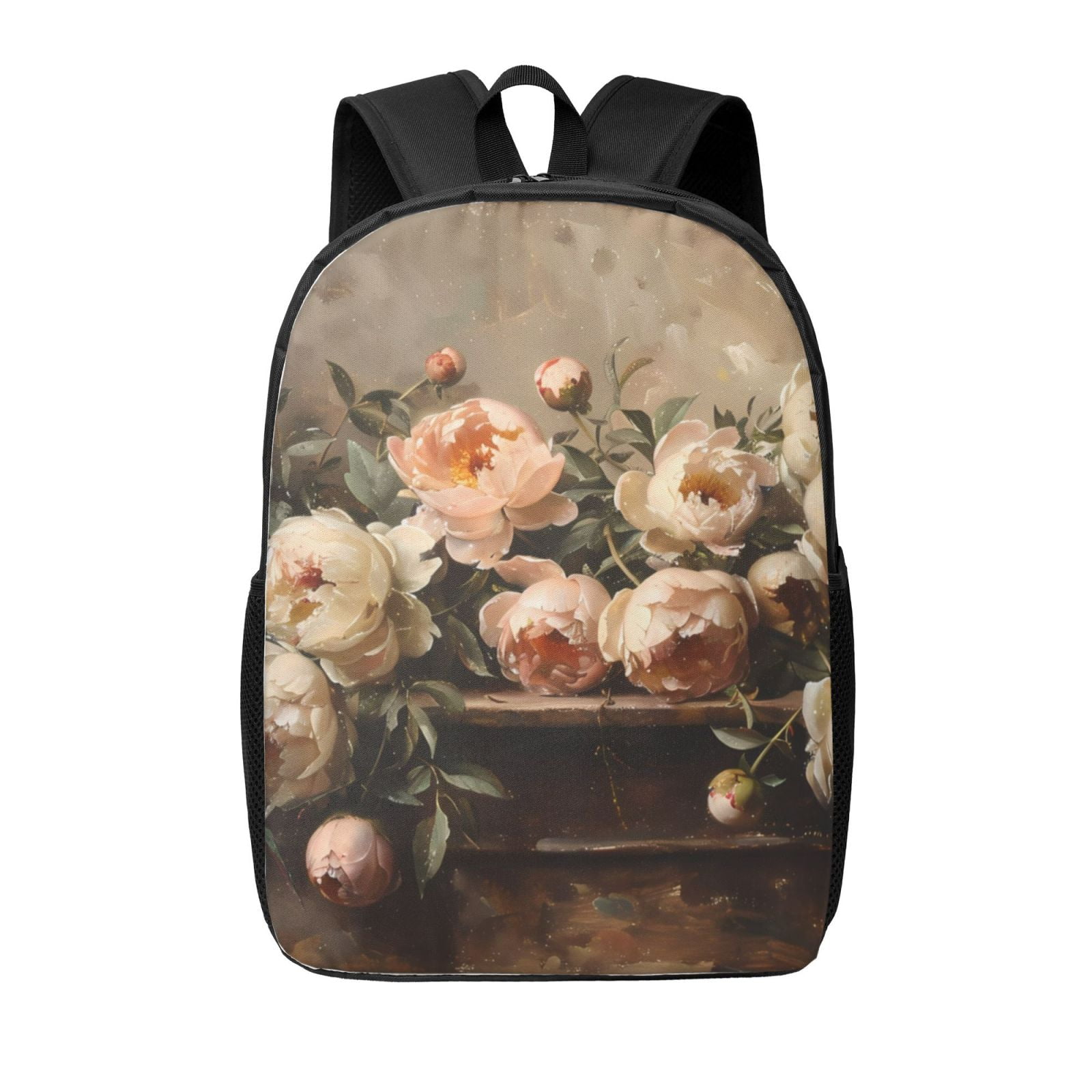 JUNZAN Vintage Peonies Rustic Charm Pattern Travel Laptop Backpack for ...