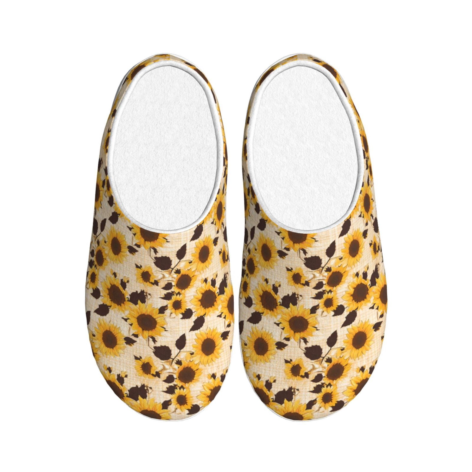 JUNZAN Vintage Plaid Cute Sunflower Print Cozy Slippers for Men& Women ...