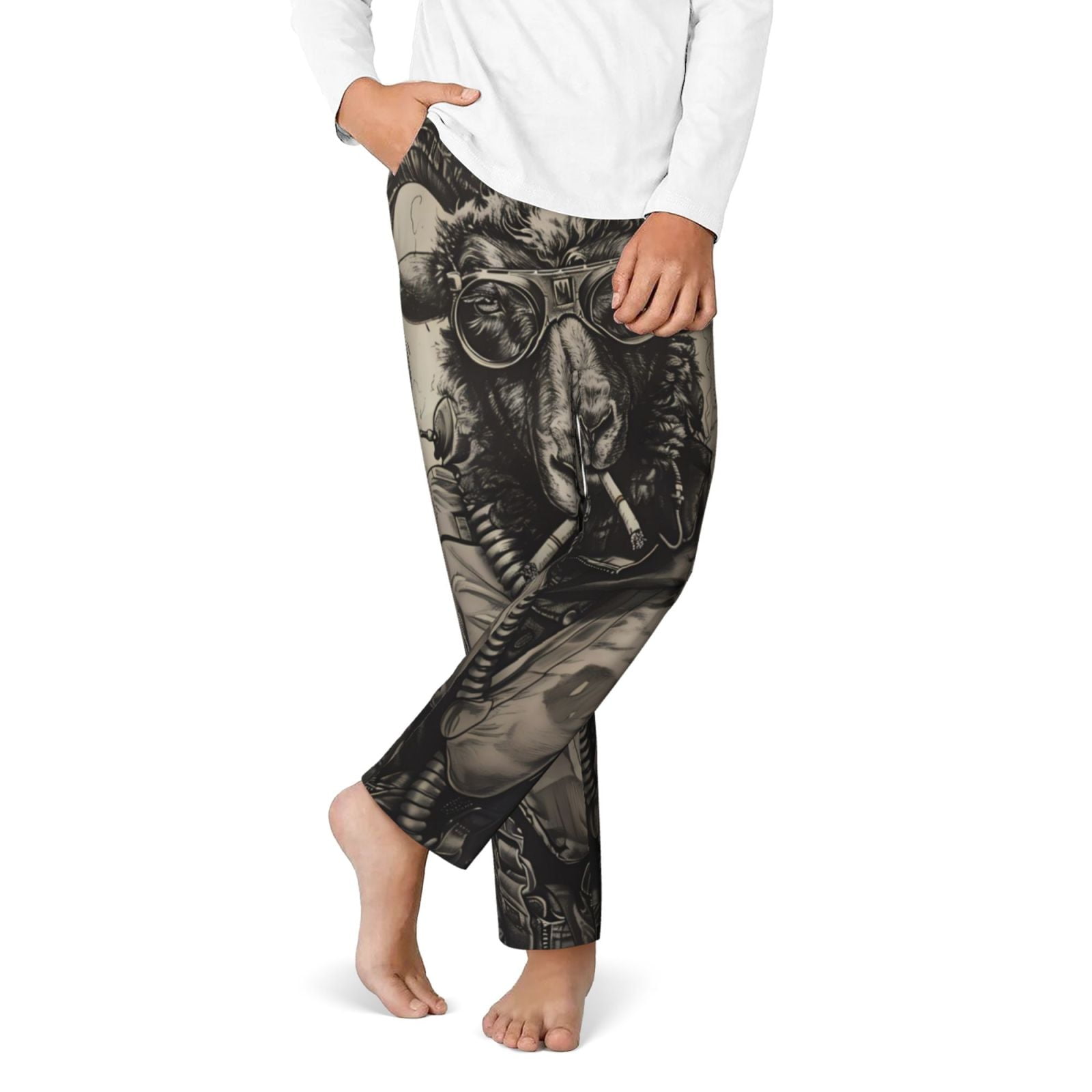 JUNZAN Vintage Ram Pilot Pattern Pajama Pants for Boys Girls,Sleep ...