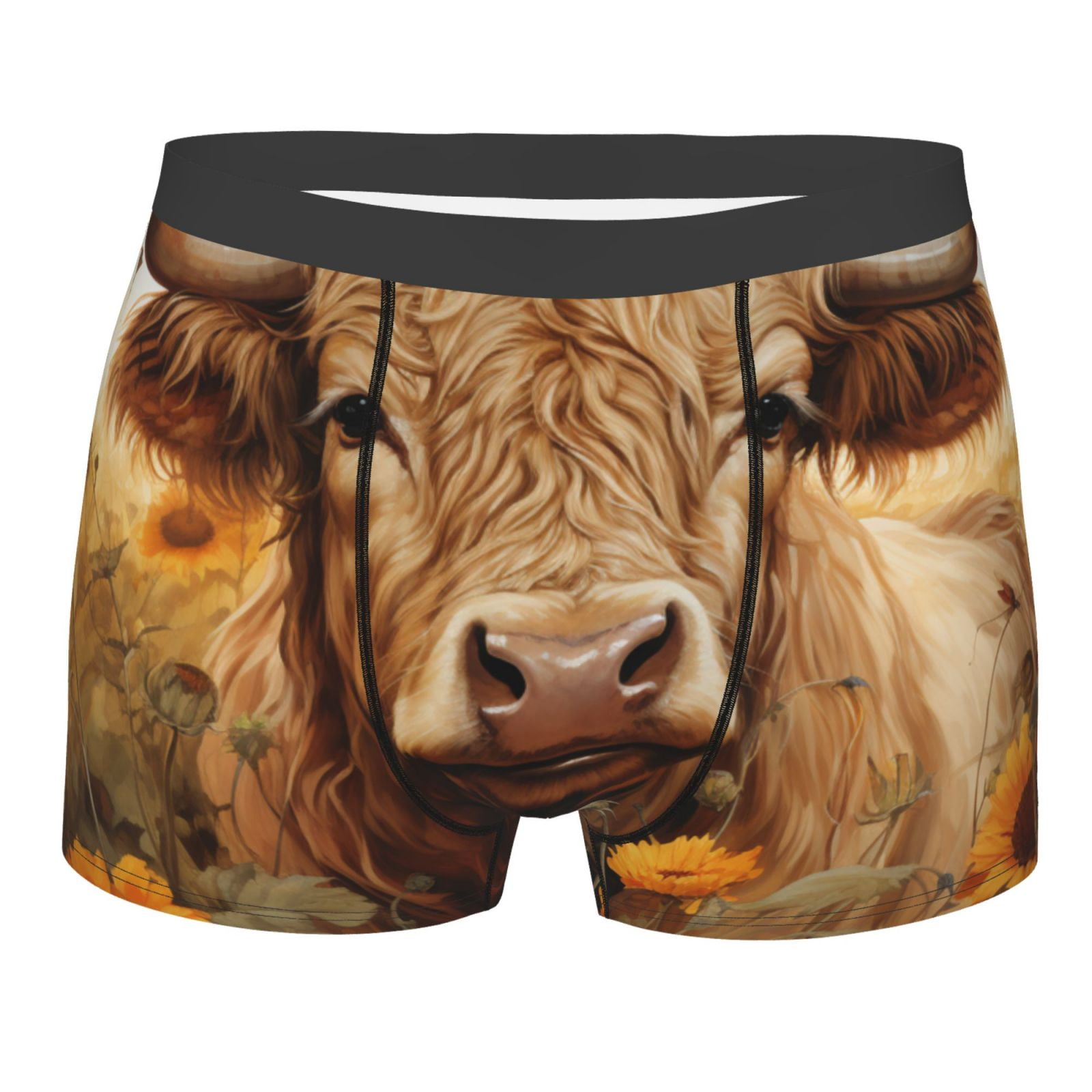 JUNZAN Vintage Sunflower Cow Mens Underwear Boxer Briefs for Men’s ...