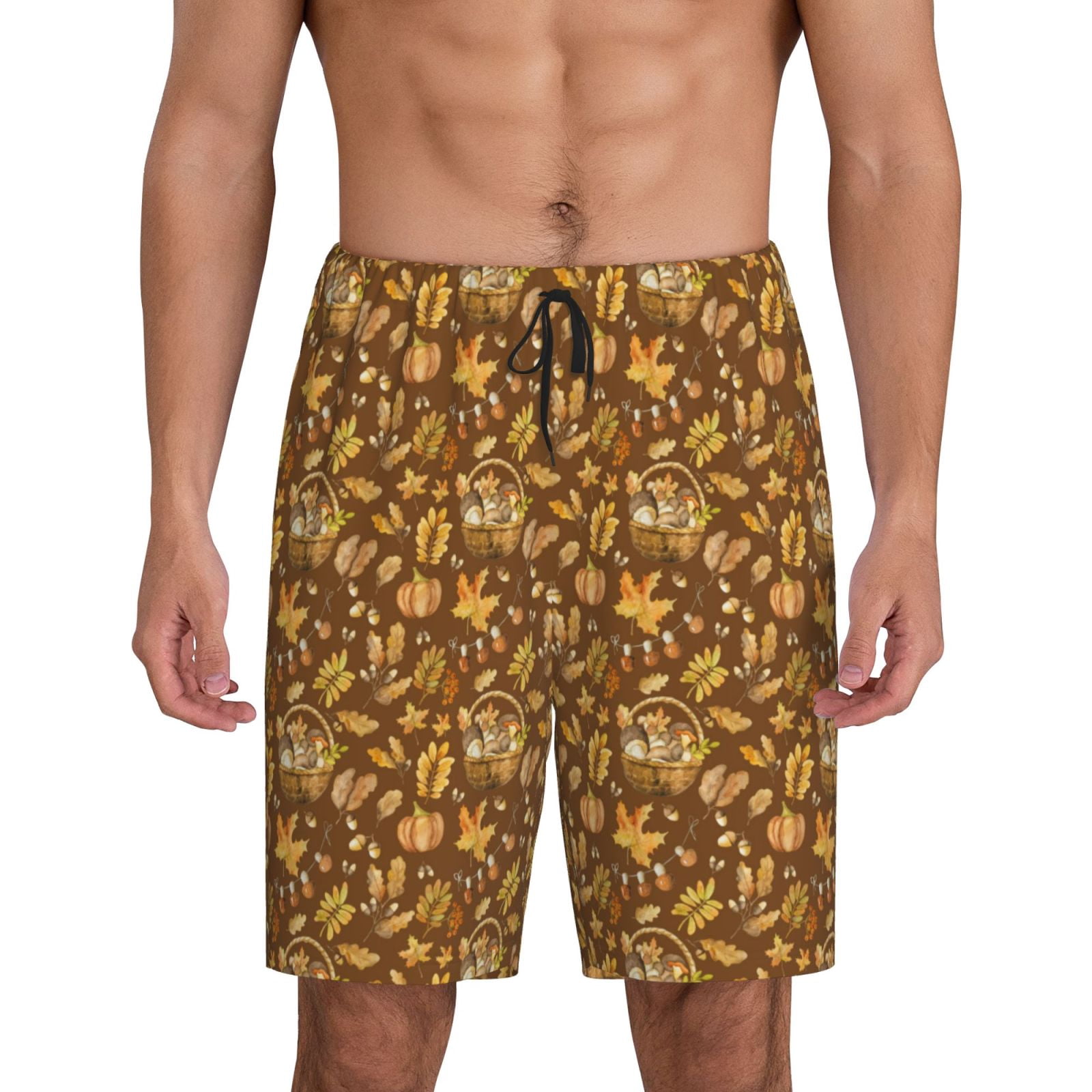 JUNZAN Vintage fall harvest basket Pattern Sleep Pajama Shorts for Men ...
