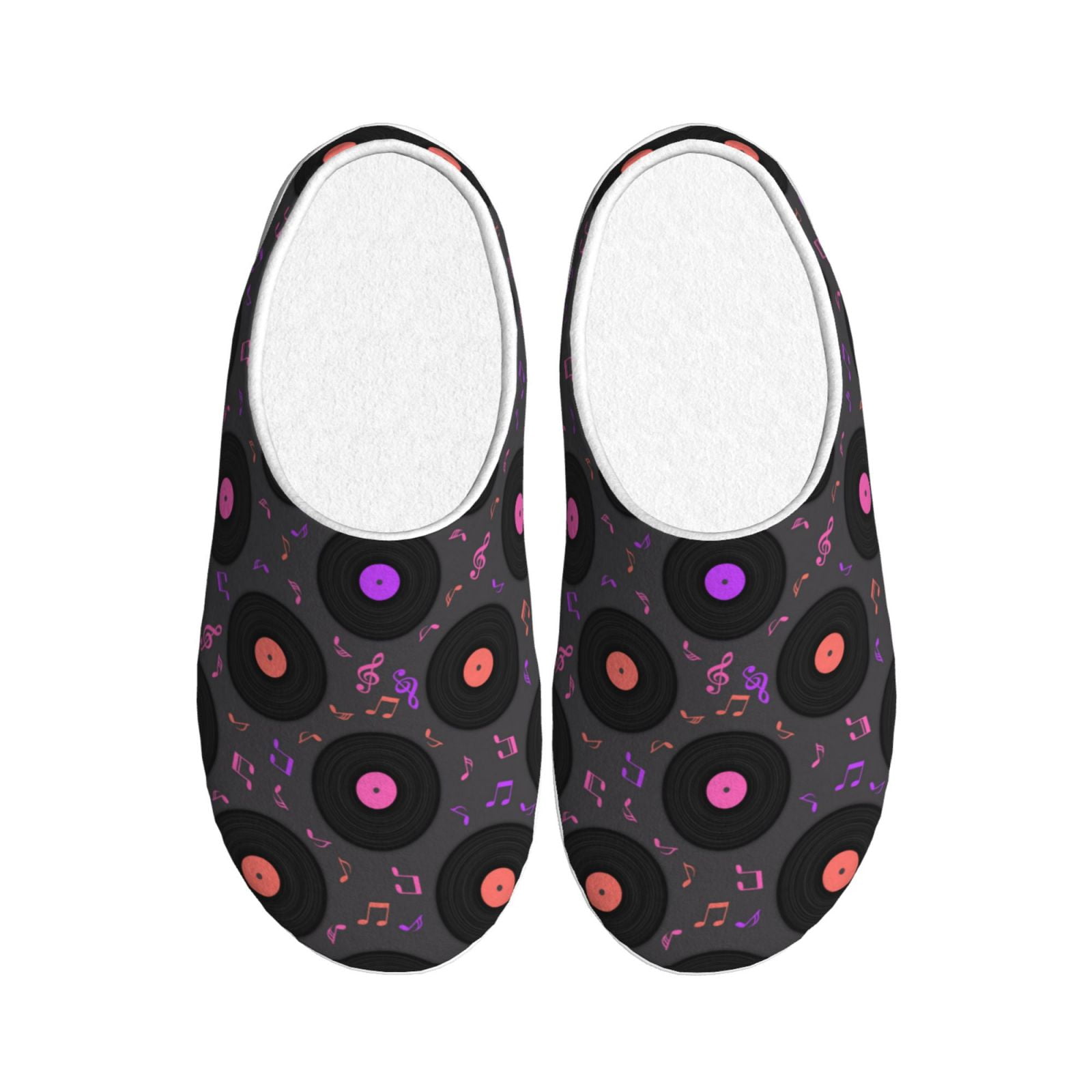 JUNZAN Vinyl Records Musical Notes Print Cozy Slippers for Men& Women ...