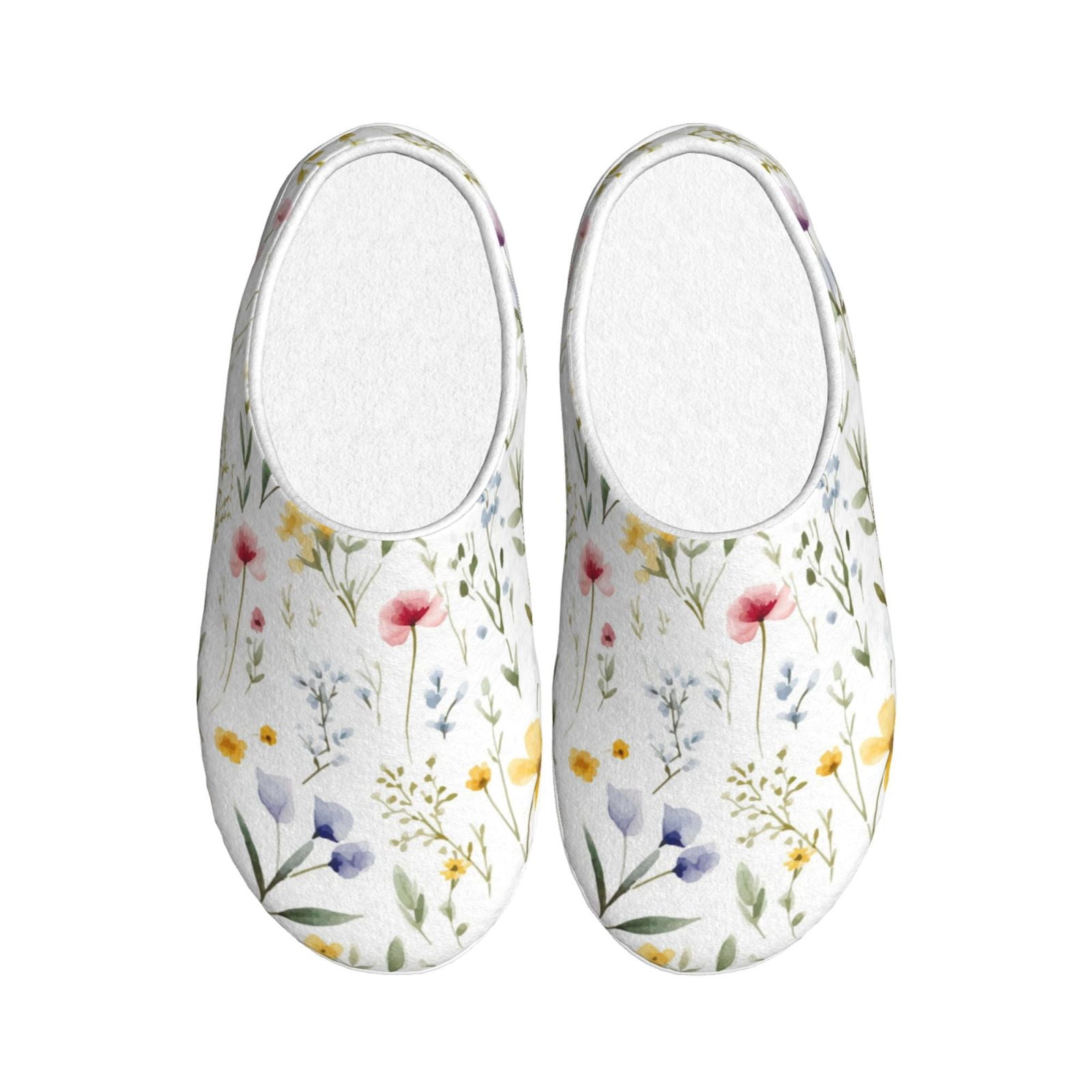 JUNZAN Watercolor Floral A Print Cozy Slippers for Men& Women,Fuzzy ...