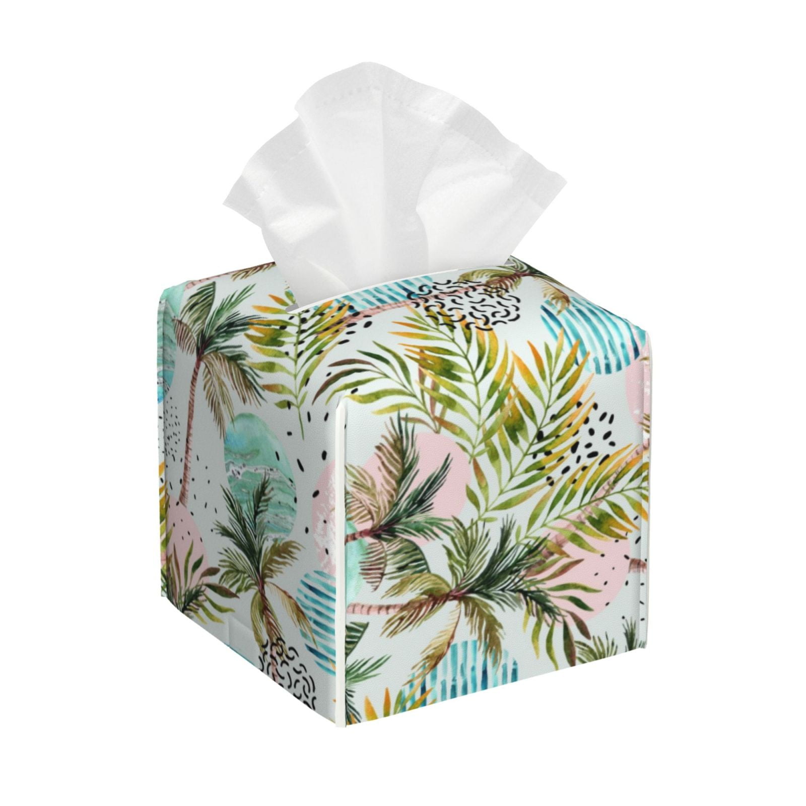 JUNZAN Watercolor Palm Tree for Tissue Box Cover Holder, Square Facial ...