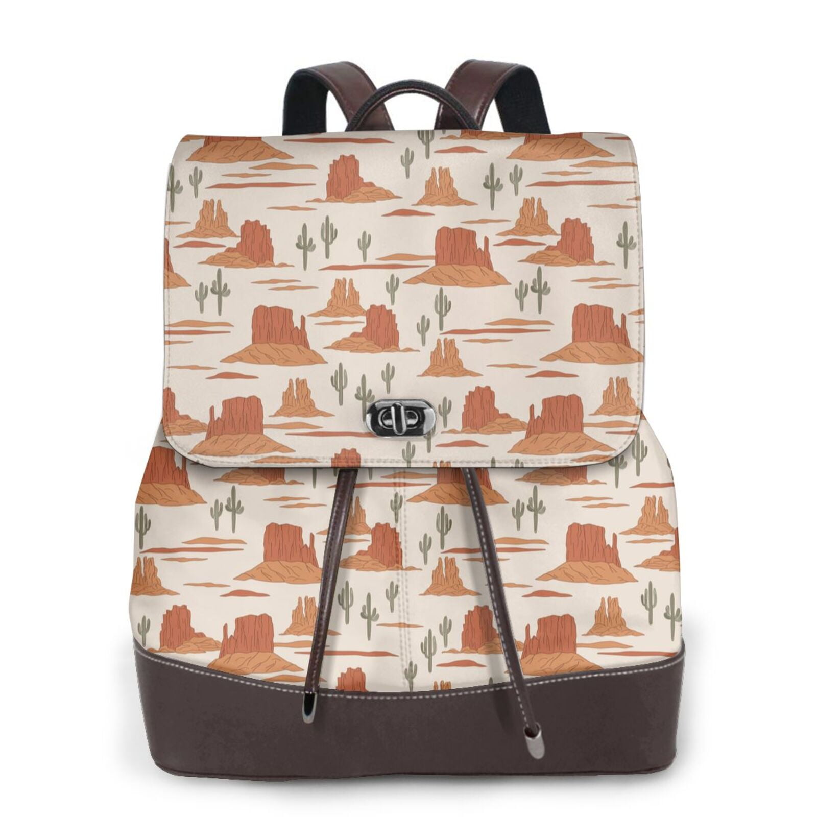 JUNZAN Western Desert Nature Landscape for PU Leather Backpack,Laptop ...