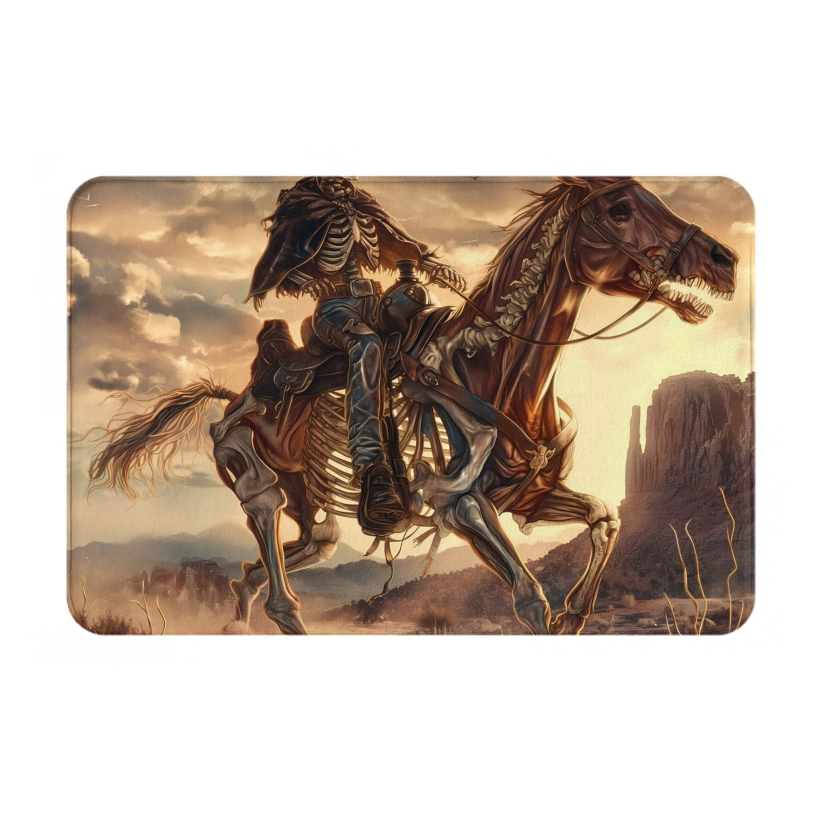 JUNZAN Western Skeleton Cowboy Horse Custom Funny Welcome Doormat ...