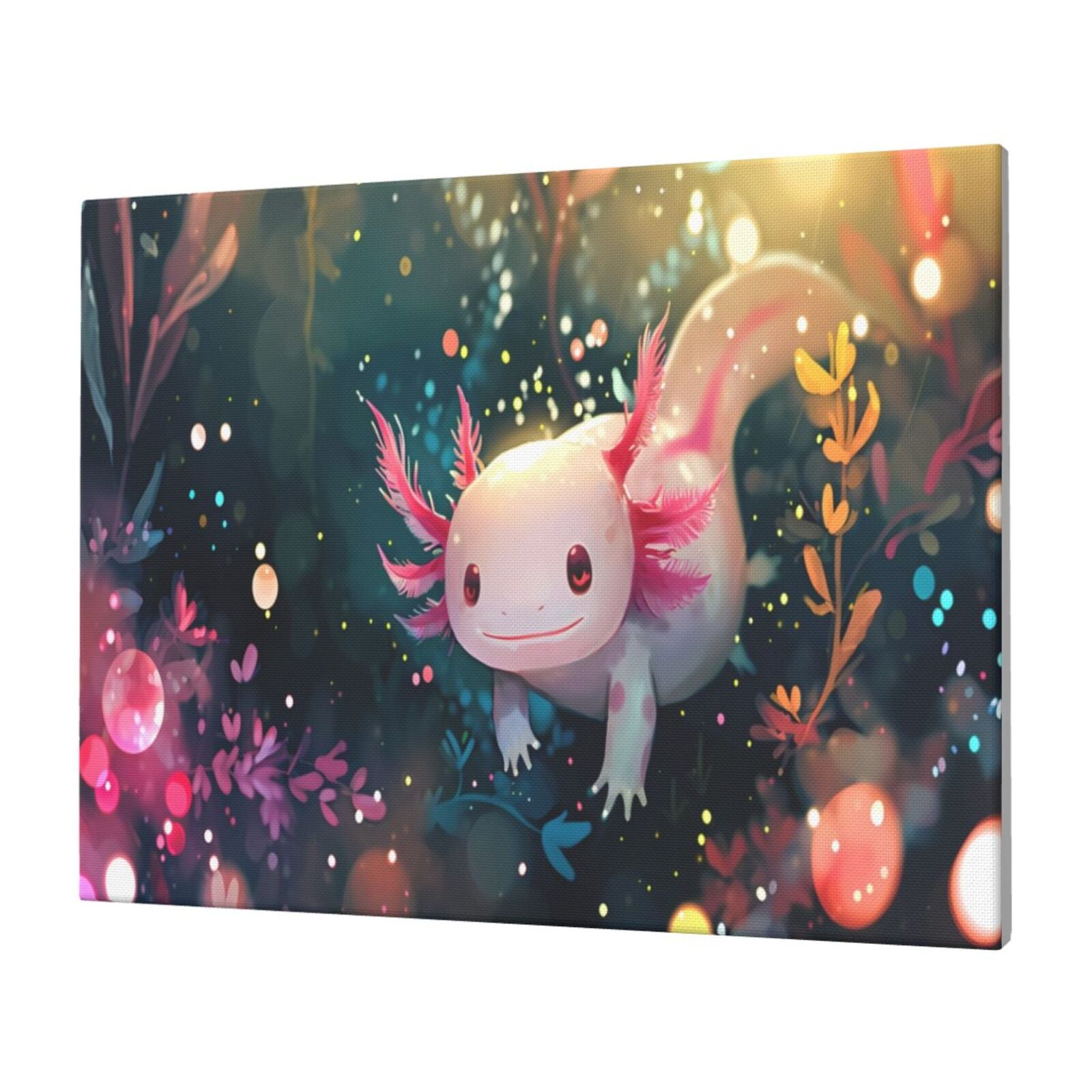 JUNZAN Whimsical Axolotl Fantasy Pattern Canvas Wall Art Prints,Wall ...