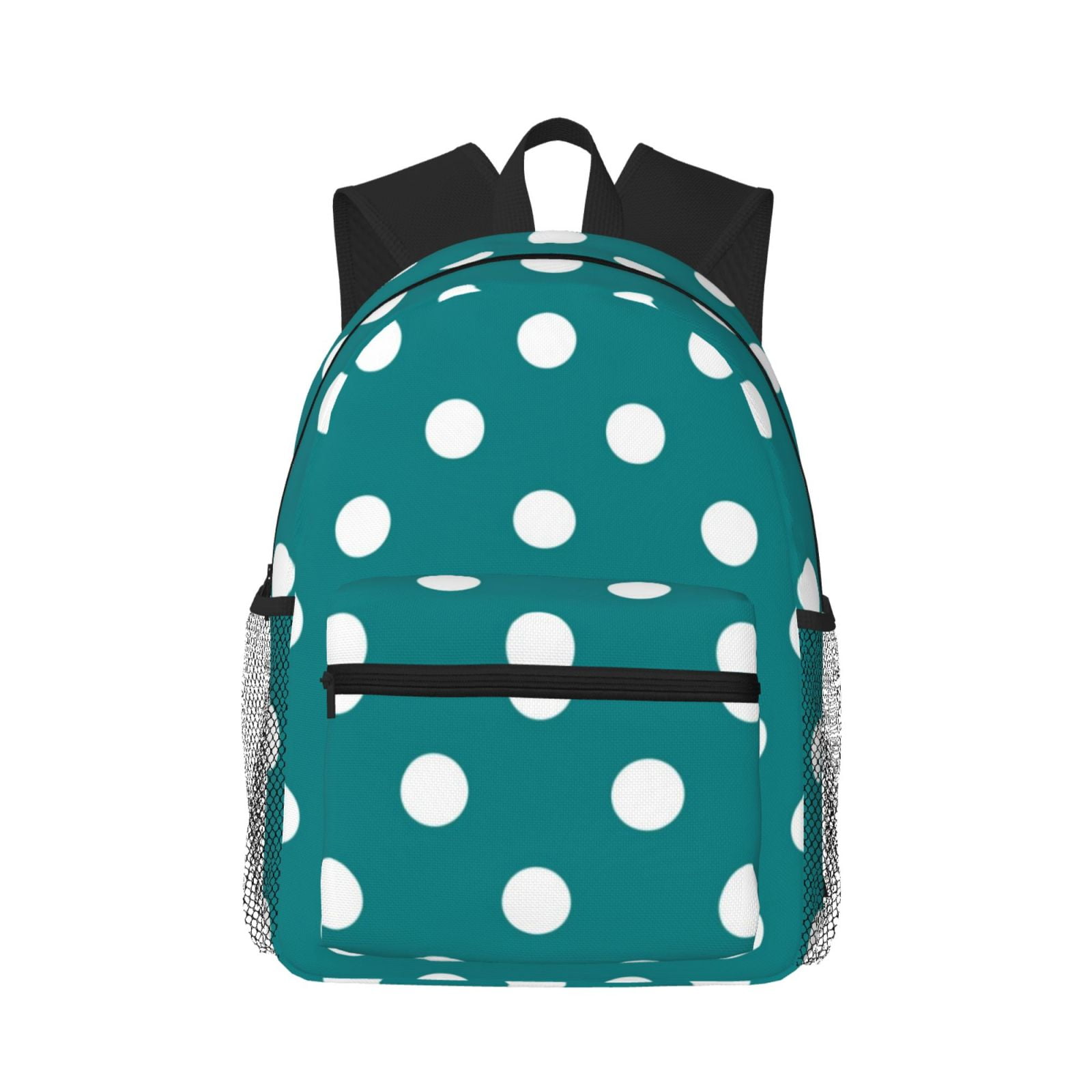 JUNZAN White Polka Dots With Teal Background for Laptop Backpack for ...