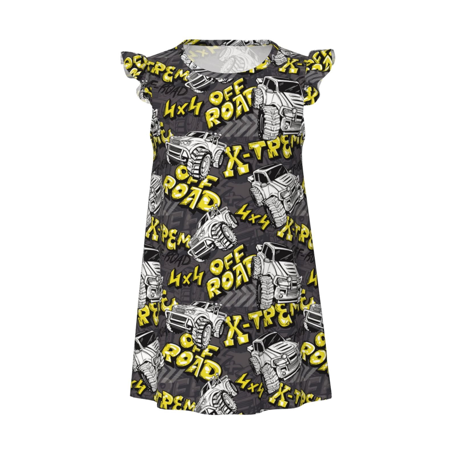JUNZAN White Retro Off-Road Vehicle Print Girls Nightgown Pajamas ...