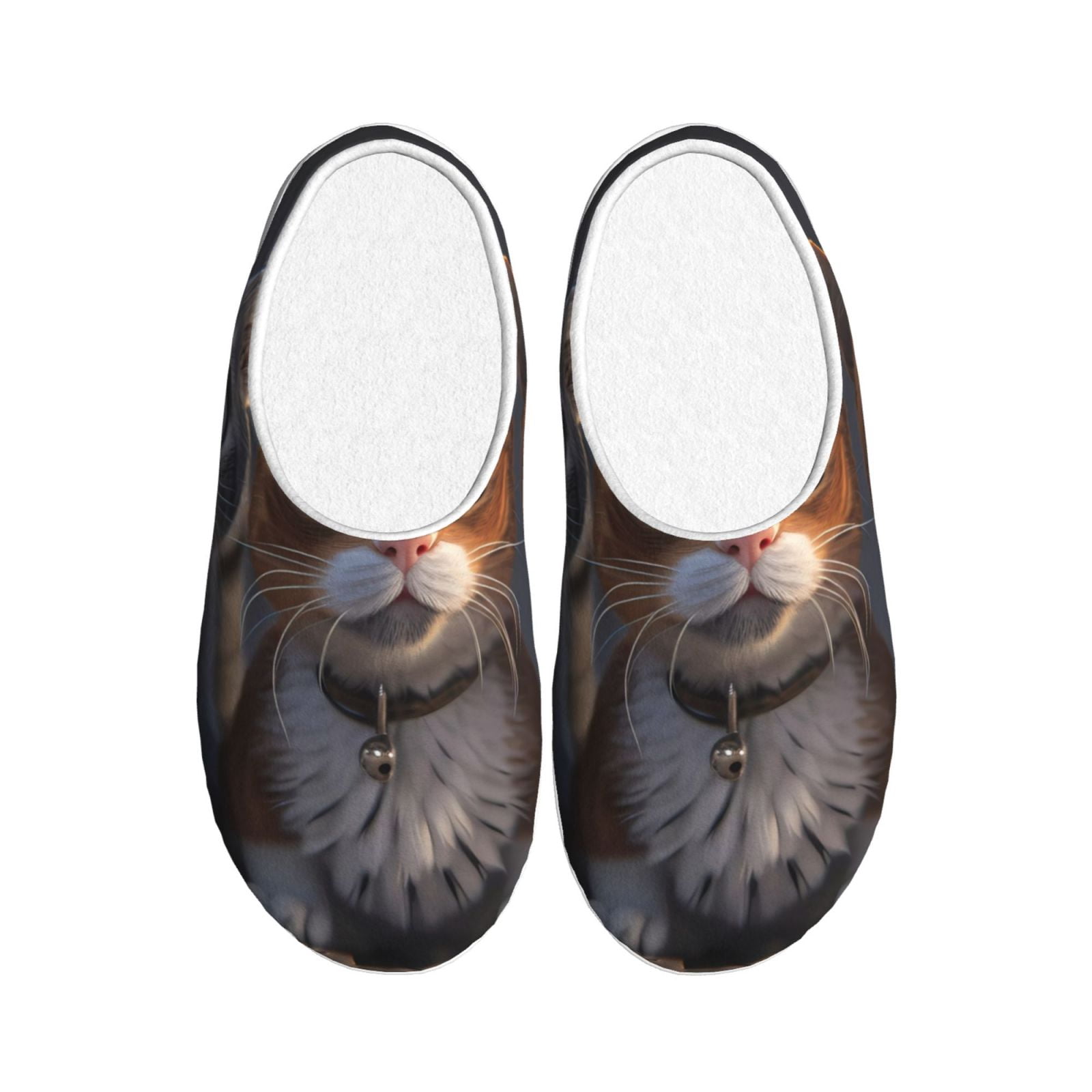 JUNZAN Wide Eyed Cartoon Cats Print Cozy Slippers for Men& Women,Fuzzy ...