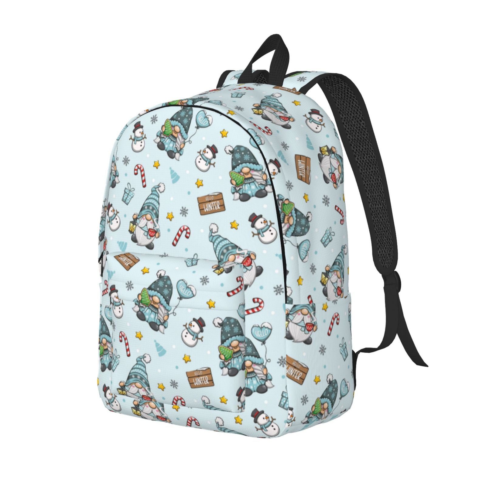 JUNZAN Winter Wonderland Light Blue Pattern Travel Laptop Backpack for ...