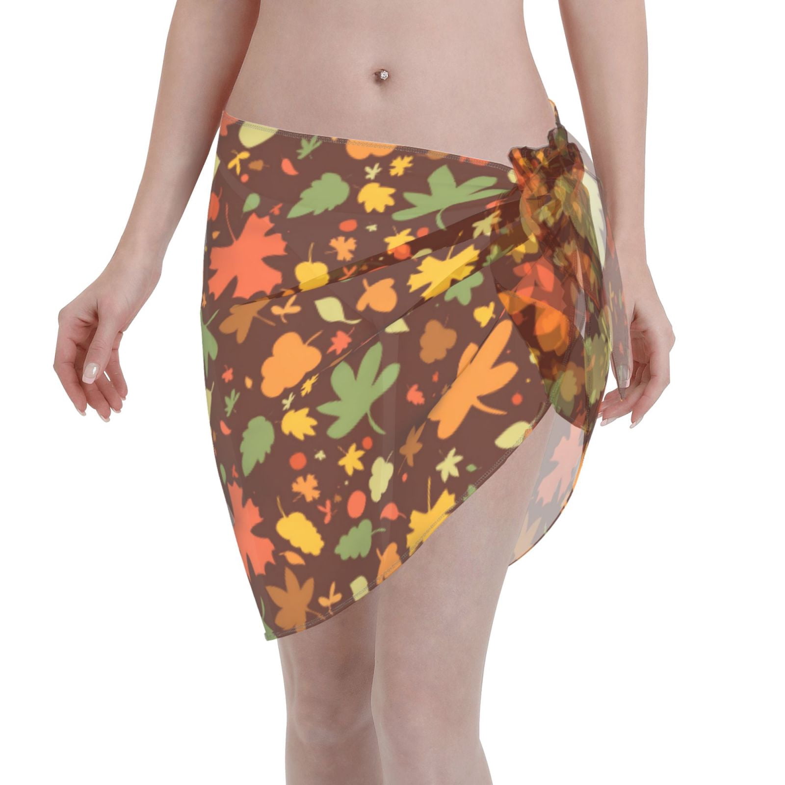 JUNZAN Women Chiffon Short Sarongs Cover Ups Beach Swimsuit Wrap Skirt ...