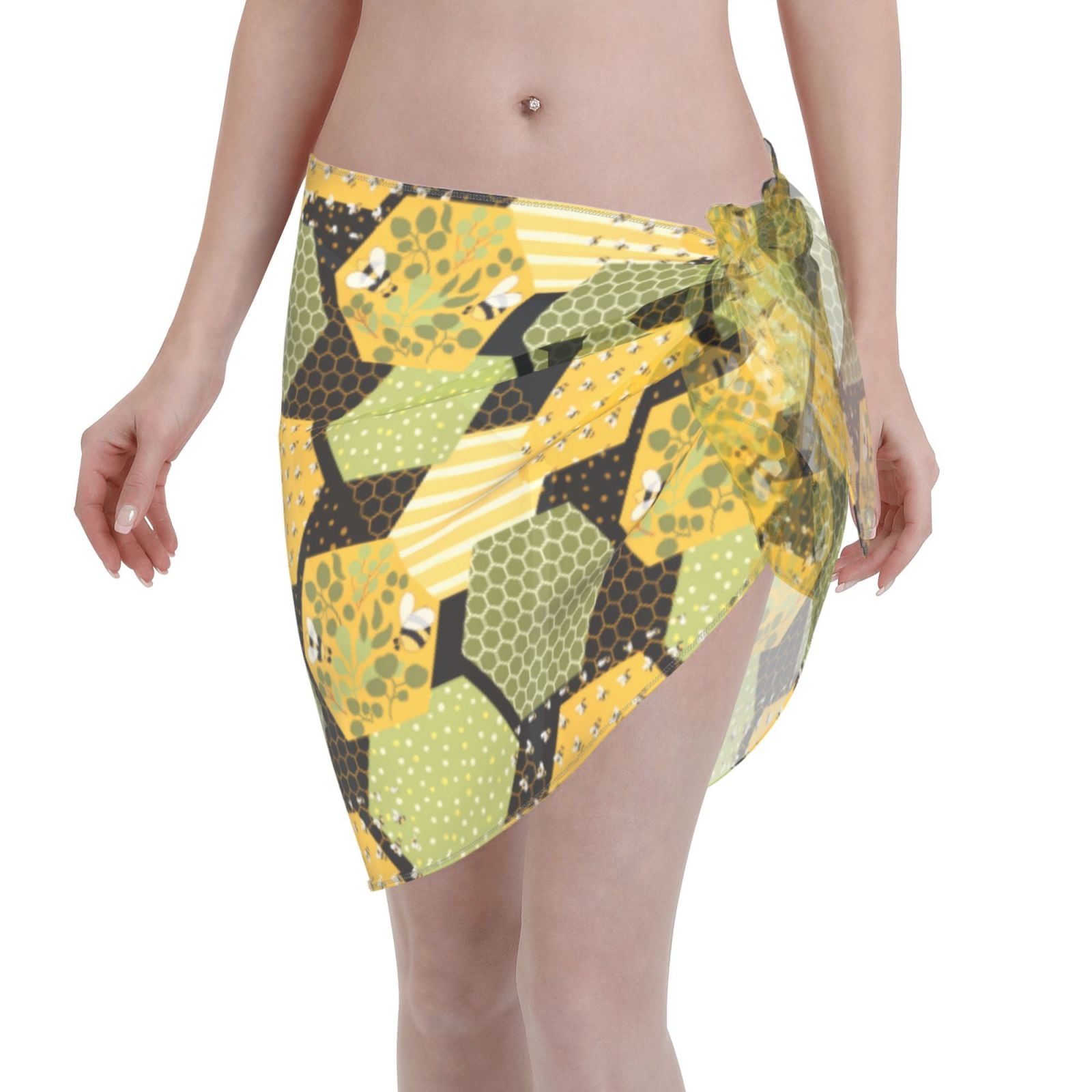 JUNZAN Women Chiffon Short Sarongs Cover Ups Beach Swimsuit Wrap Skirt ...