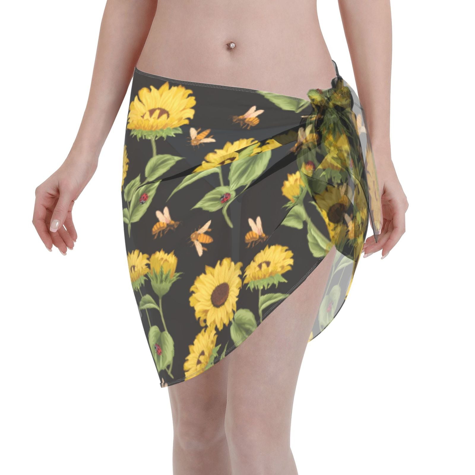 JUNZAN Women Chiffon Short Sarongs Cover Ups Beach Swimsuit Wrap Skirt ...