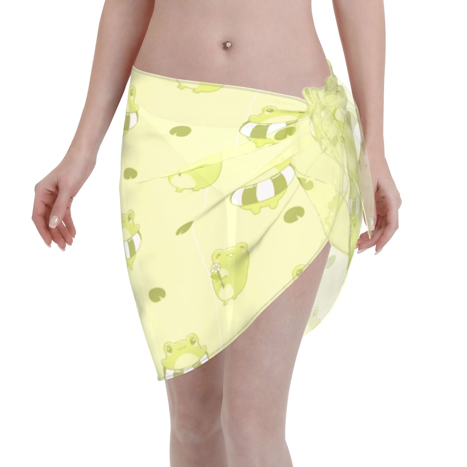 JUNZAN Women Chiffon Short Sarongs Cover Ups Beach Swimsuit Wrap Skirt ...