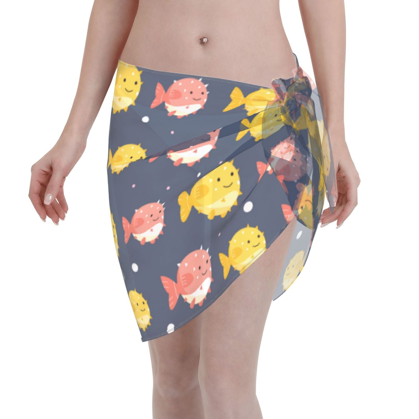 JUNZAN Women Chiffon Short Sarongs Cover Ups Beach Swimsuit Wrap Skirt ...