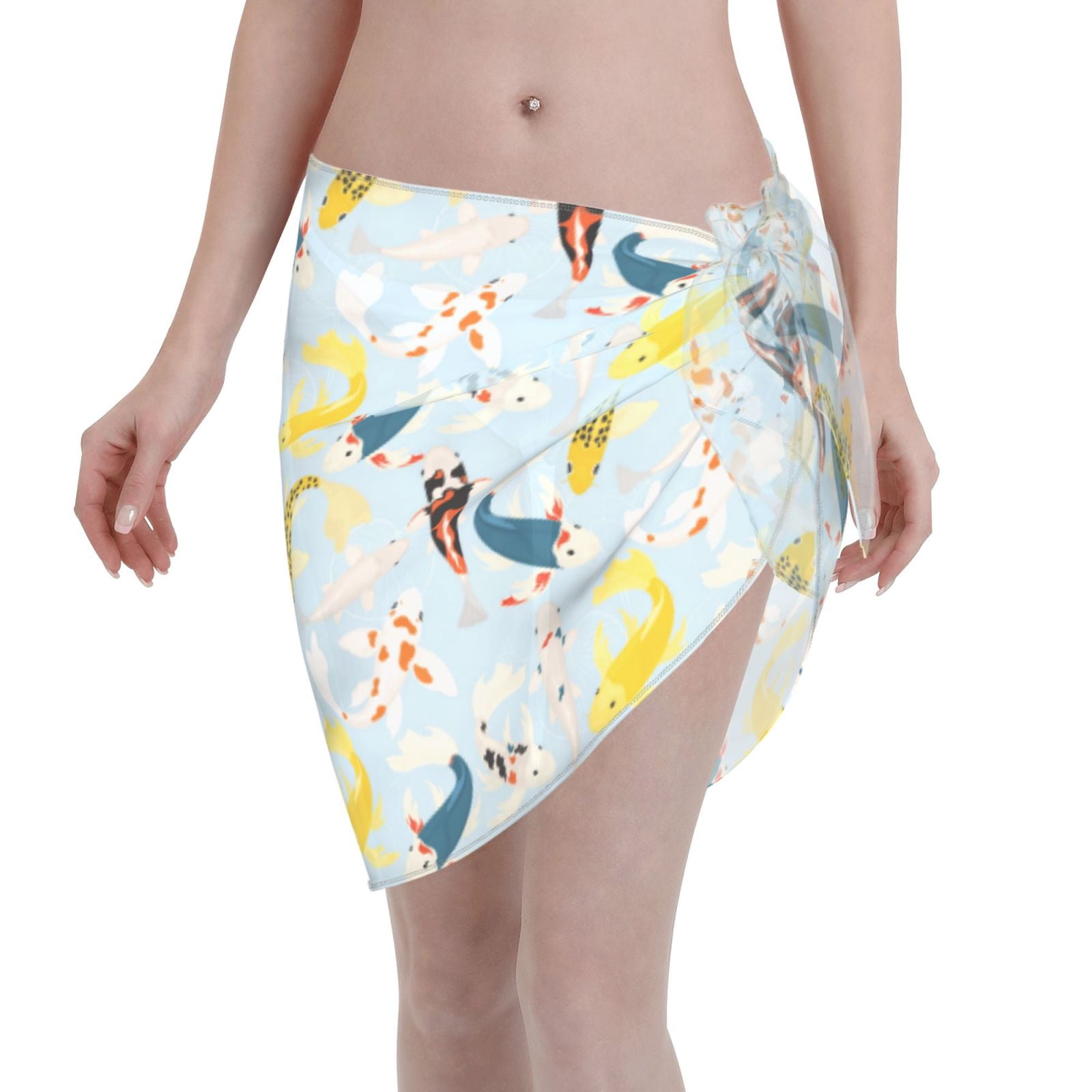 JUNZAN Women Chiffon Short Sarongs Cover Ups Beach Swimsuit Wrap Skirt ...