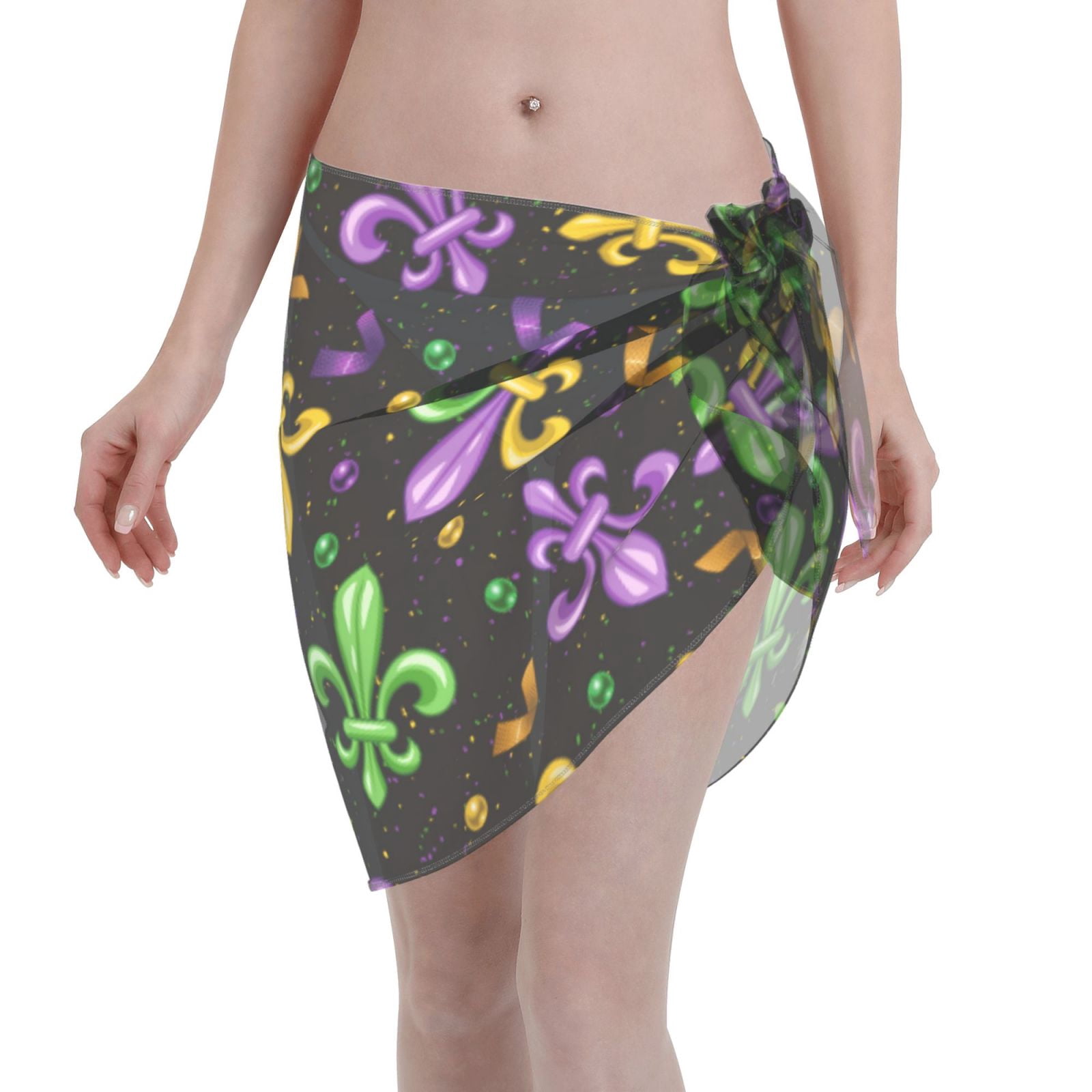 JUNZAN Women Chiffon Short Sarongs Cover Ups Beach Swimsuit Wrap Skirt ...