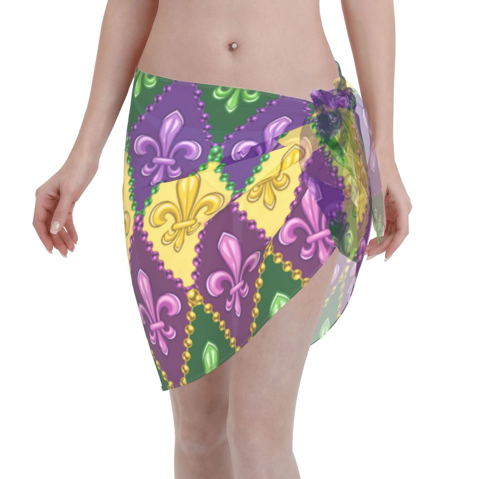 JUNZAN Women Chiffon Short Sarongs Cover Ups Beach Swimsuit Wrap Skirt ...