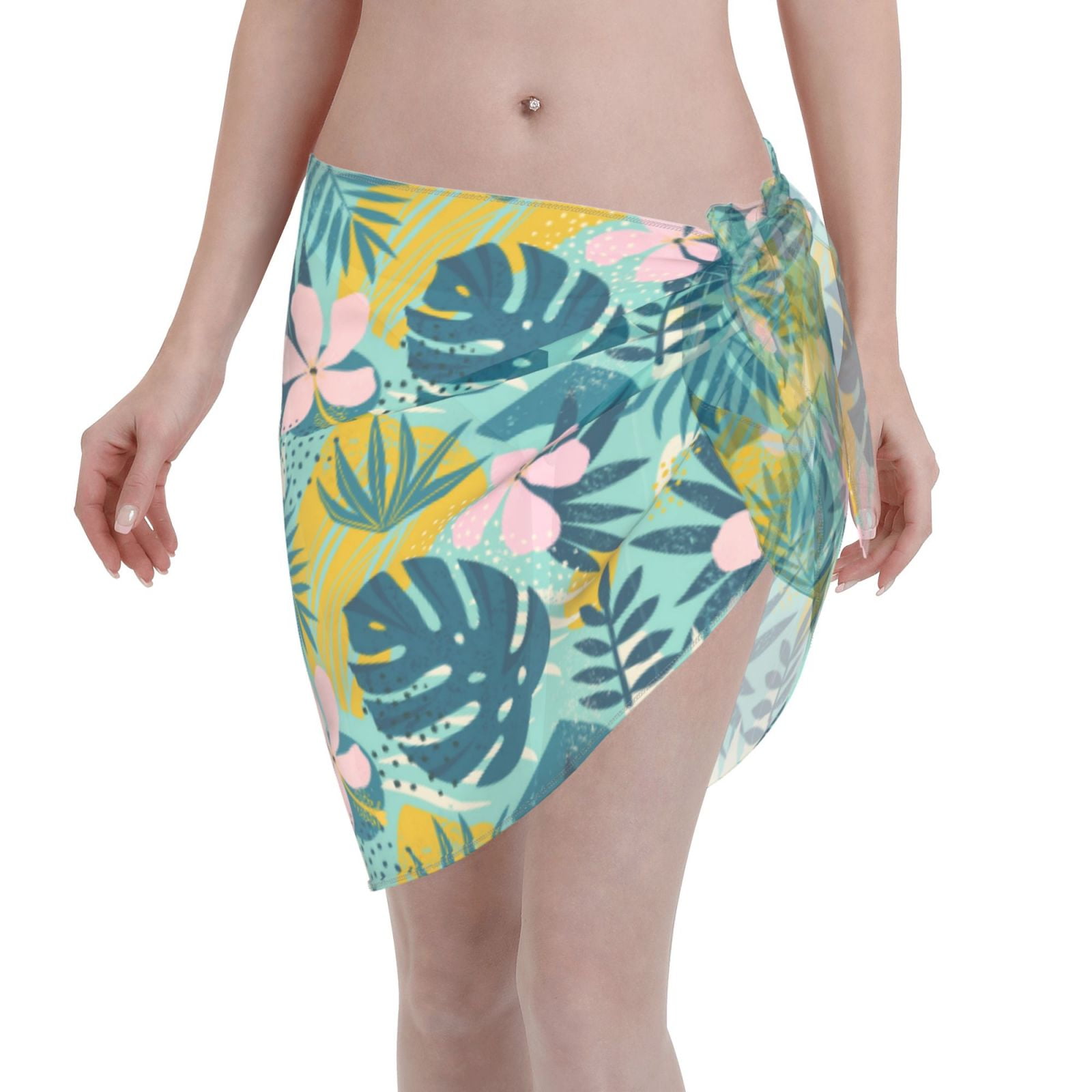 JUNZAN Women Chiffon Short Sarongs Cover Ups Beach Swimsuit Wrap Skirt ...