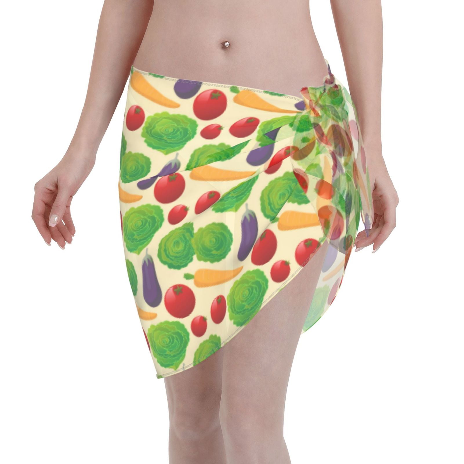 JUNZAN Women Chiffon Short Sarongs Cover Ups Beach Swimsuit Wrap Skirt ...