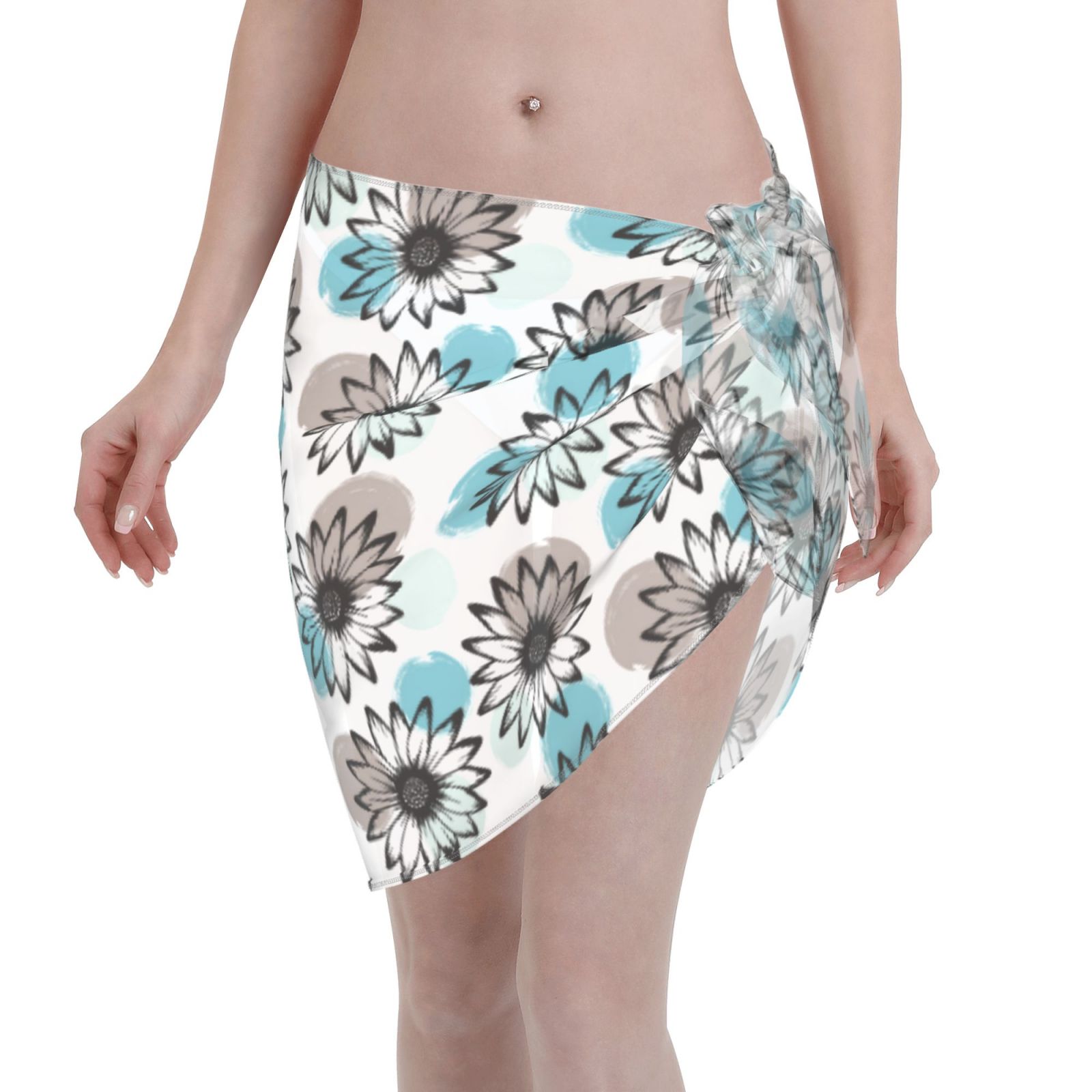 JUNZAN Women Chiffon Short Sarongs Cover Ups Beach Swimsuit Wrap Skirt ...
