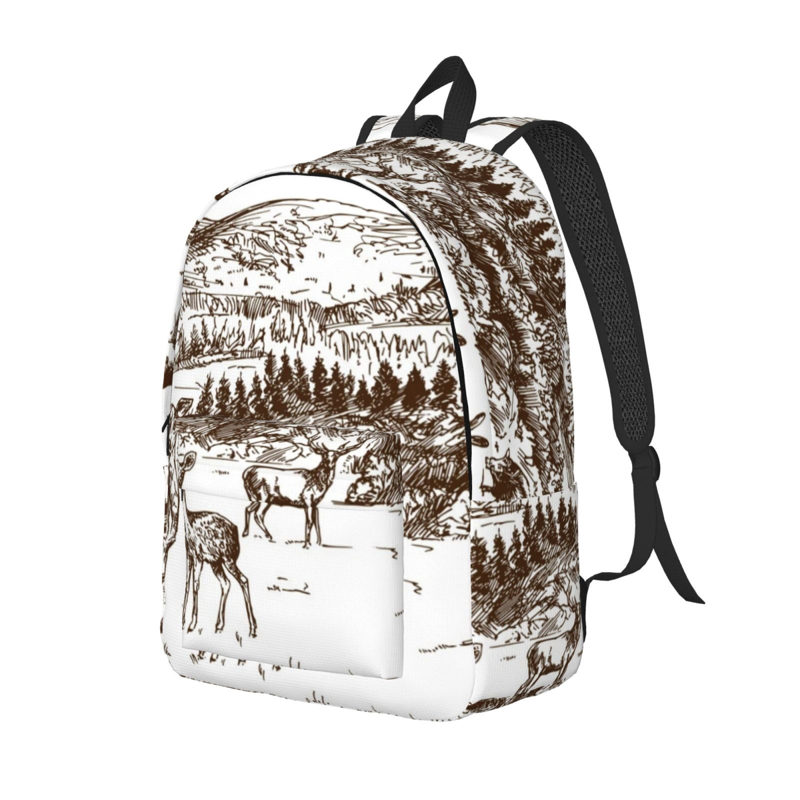 JUNZAN Woodland Forest With Deers Pattern Travel Laptop Backpack for ...