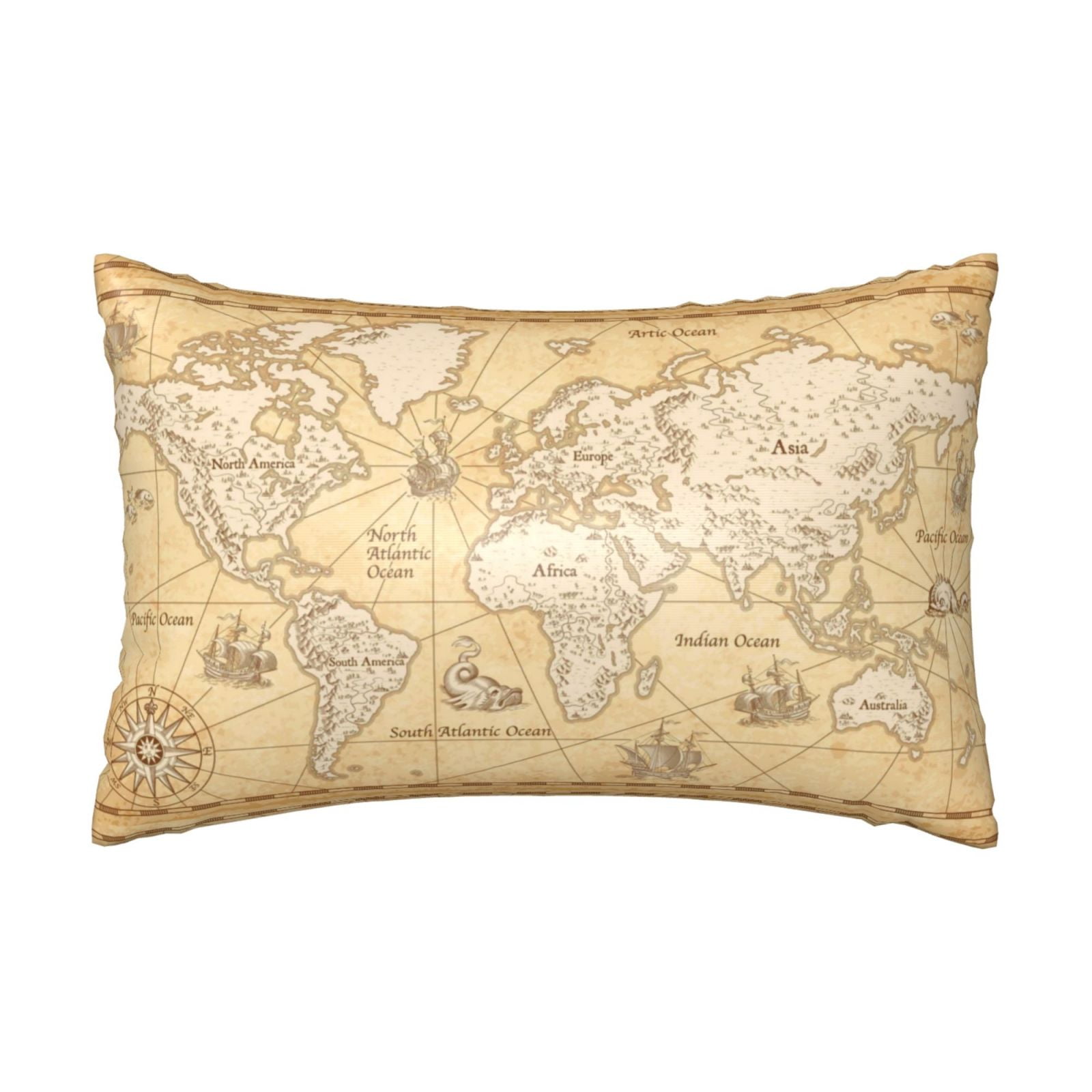 JUNZAN World Map Silk Pillowcase for Hair and Skin,Cooling Sleep Both ...