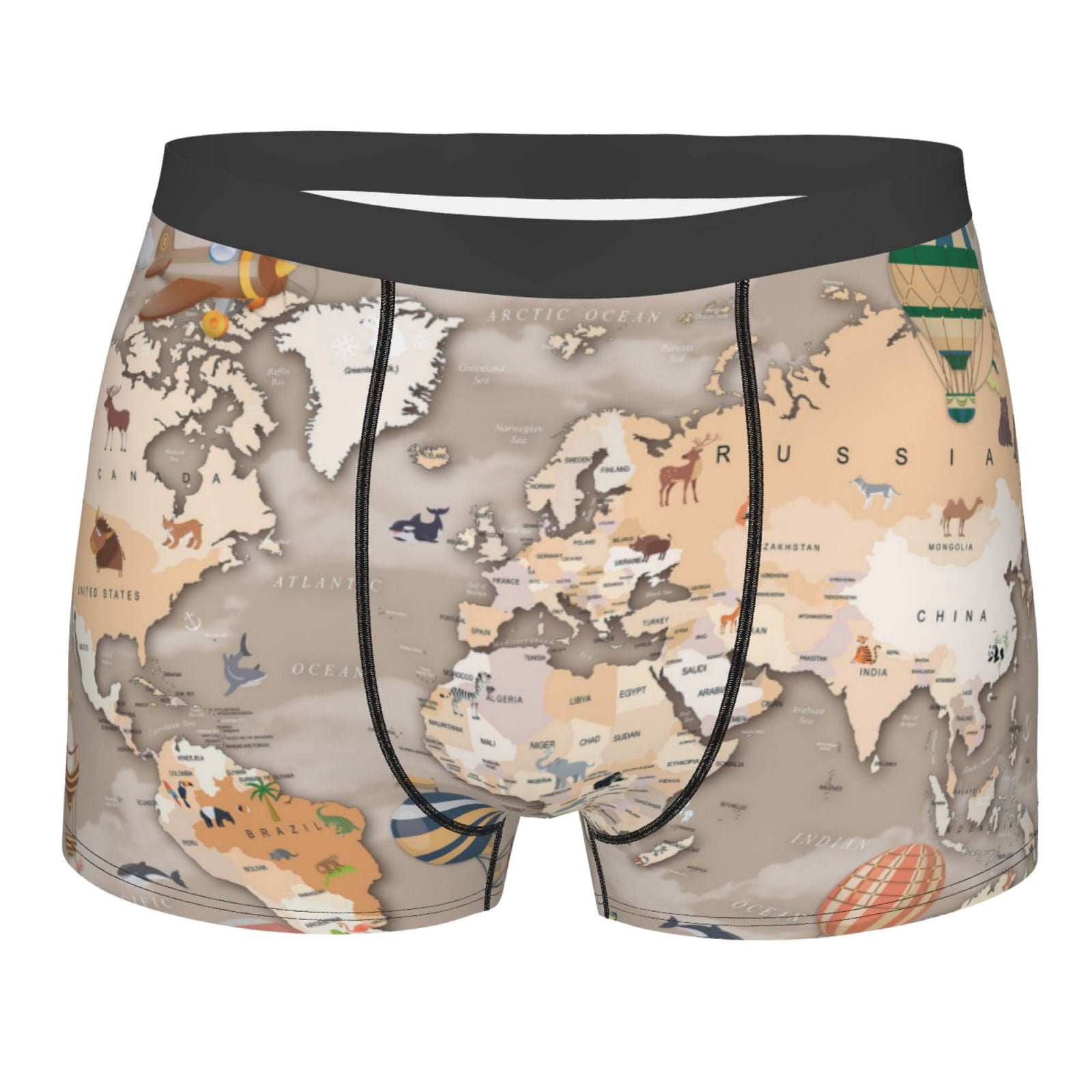 JUNZAN World Map With Animals Mens Underwear Boxer Briefs for Men’s-X ...