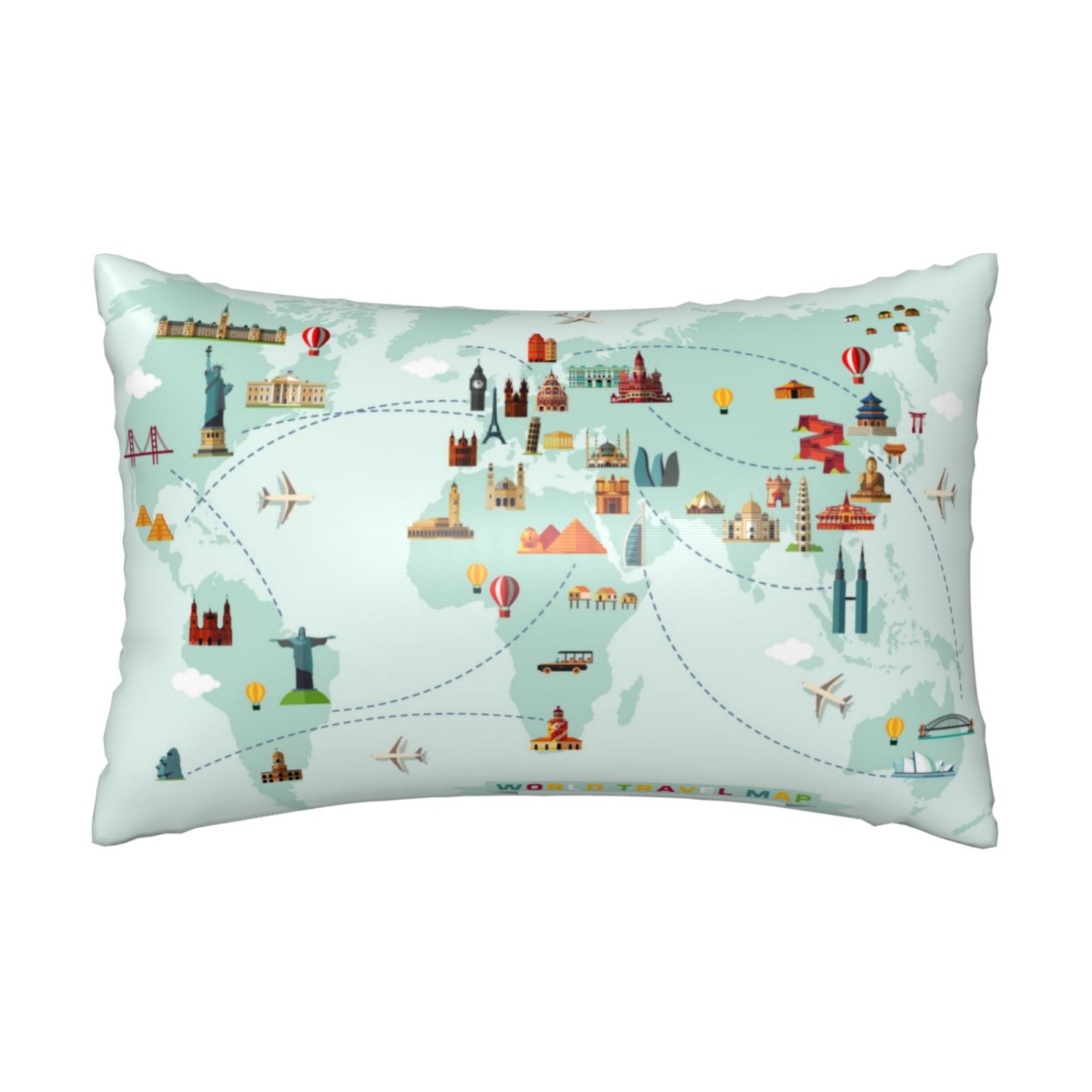 JUNZAN World Travel Map Silk Pillowcase for Hair and Skin,Cooling Sleep ...